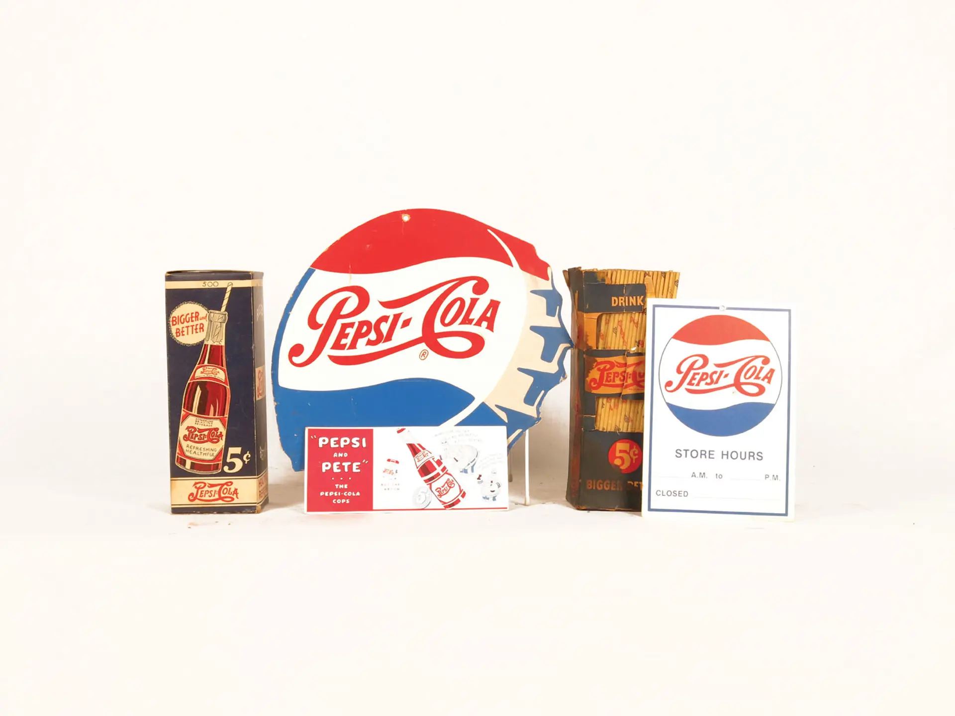 Pepsi-Cola Straw Boxes, Cardboard Signs and a Blotter | Auburn ...