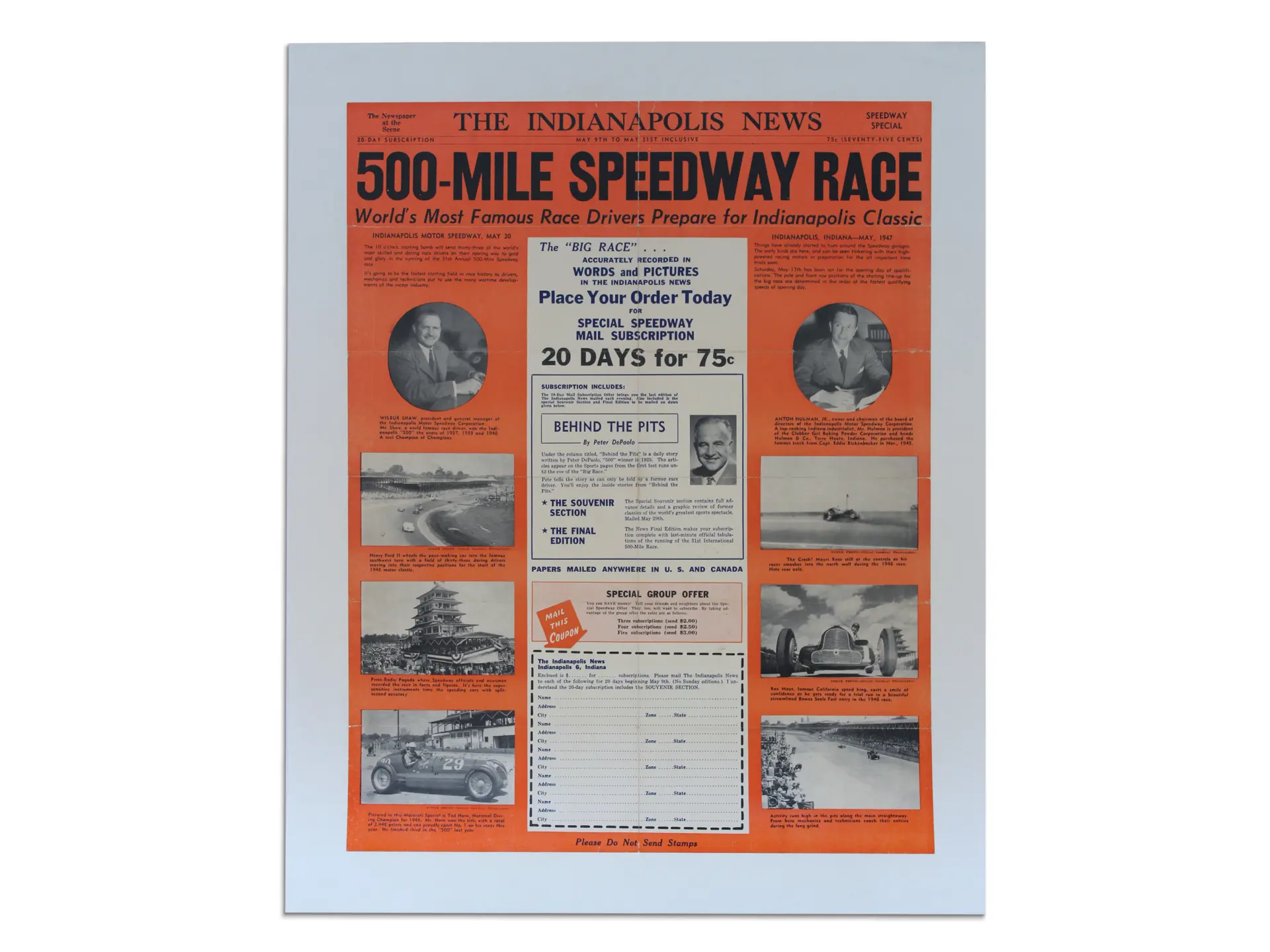 "500 Mile Speedway Race" Poster, 1947 | The Art of Competition: Racing ...