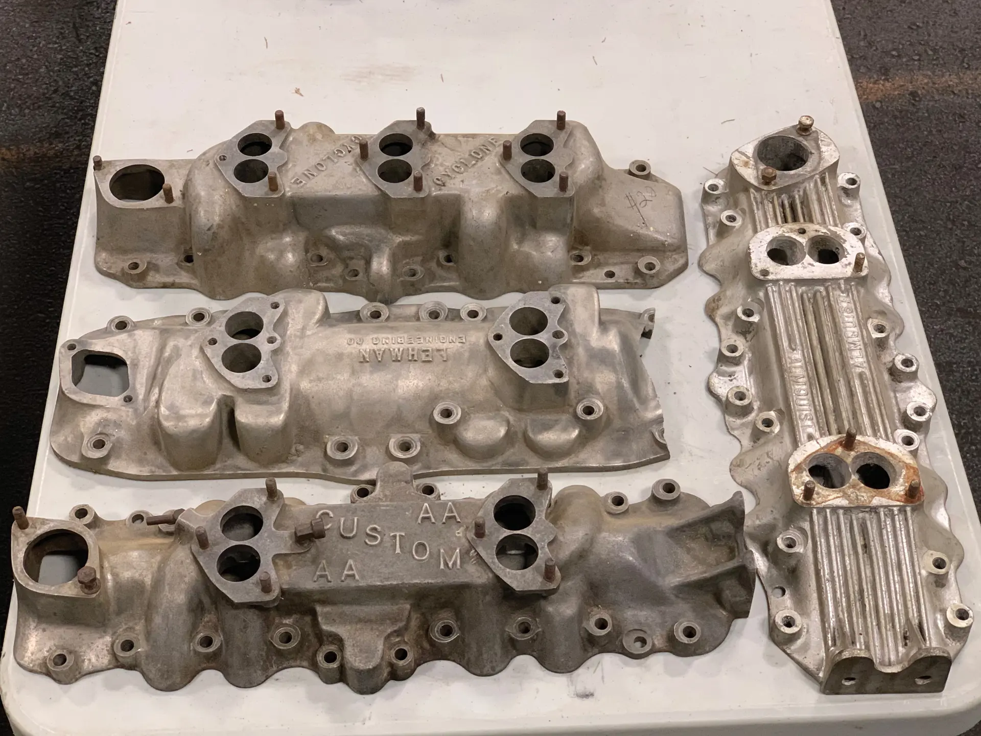 Group of 4 Intake Manifolds Including Cyclone, Almquist, Lehman, and AA ...