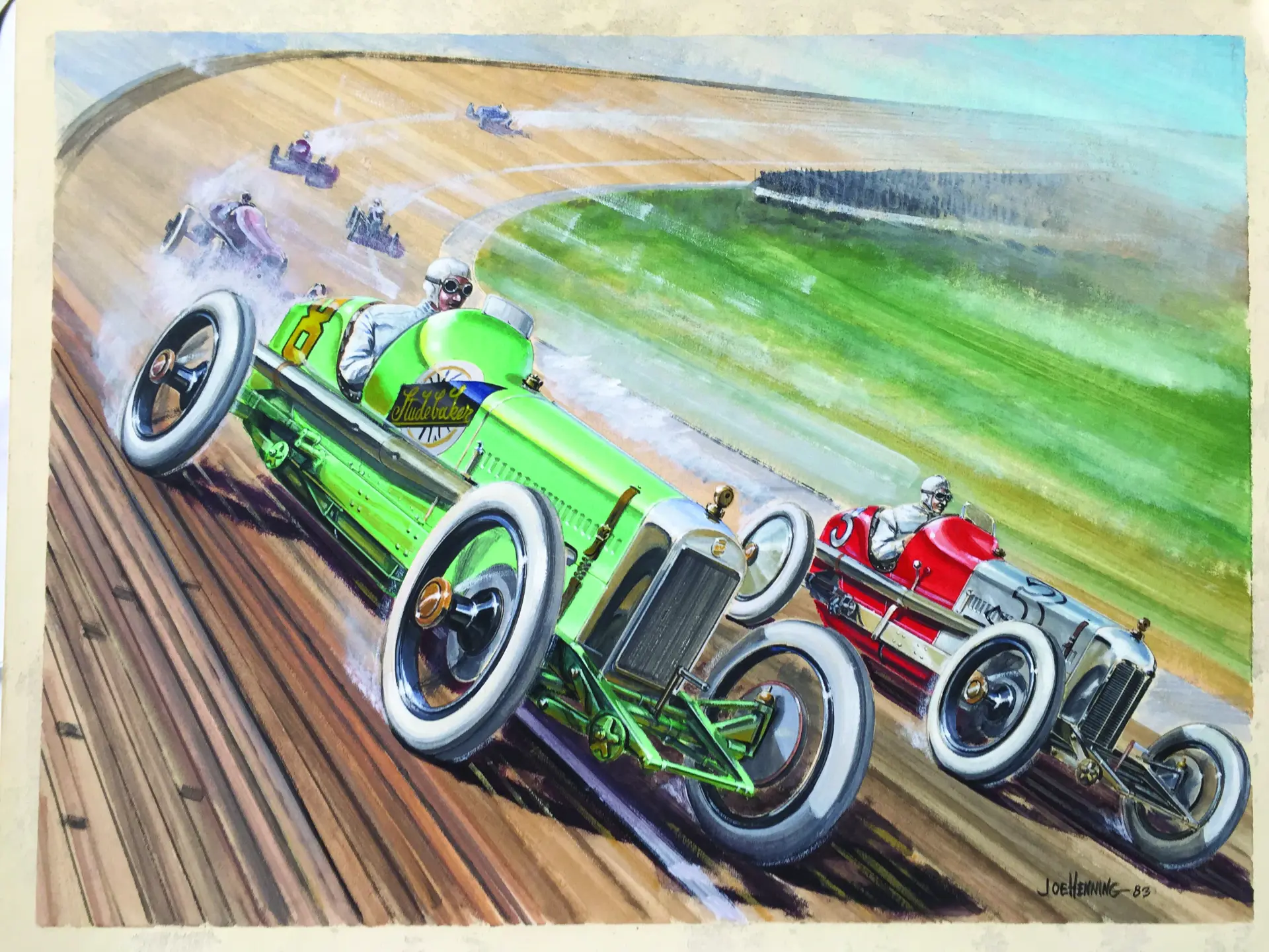Studebaker & Miller Board Track Race by Joe Henning, 1983 | Santa ...