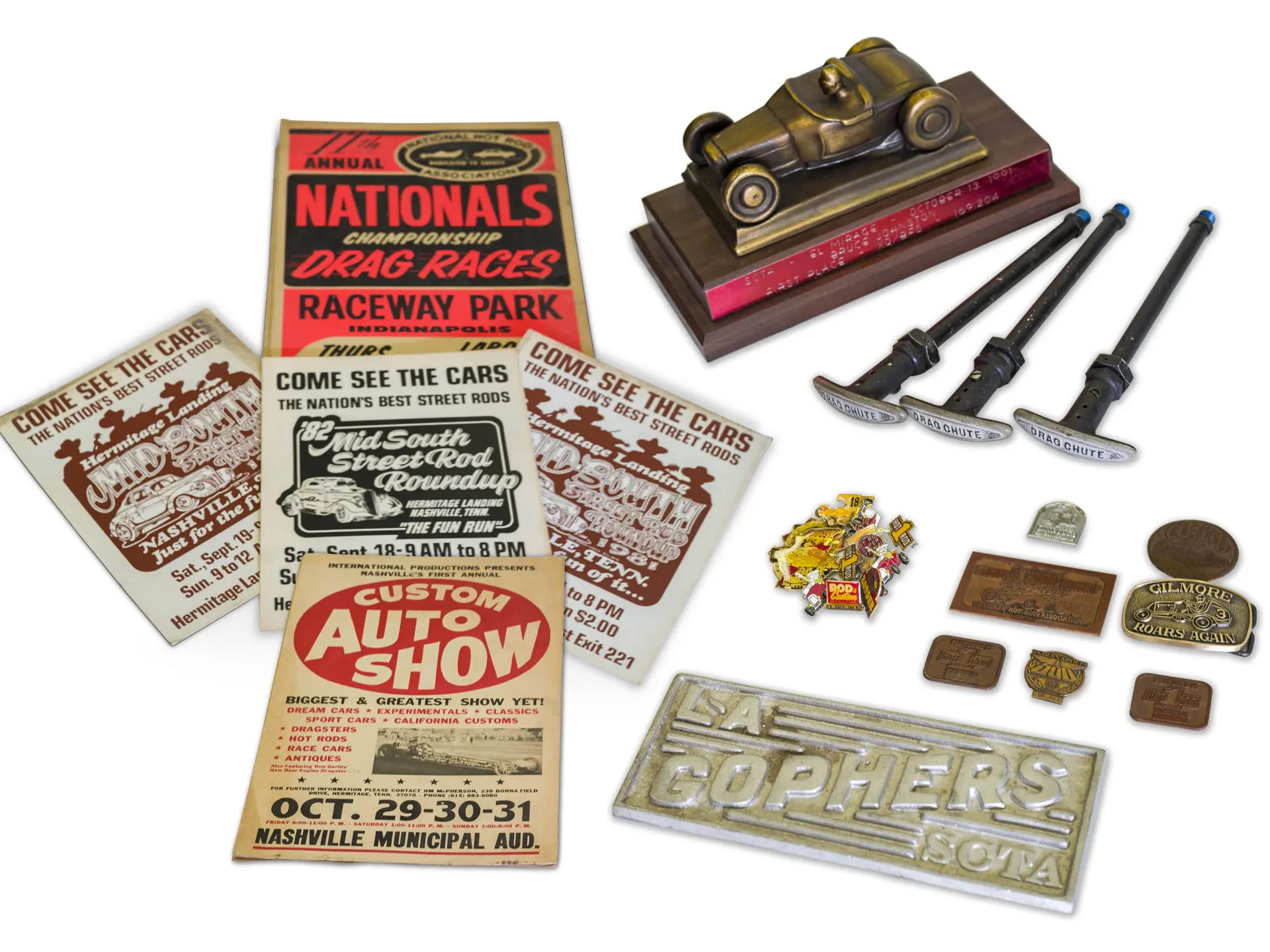 SCTA El Mirage Trophy, Drag Chute Handles, Pins, and Posters | Auburn ...