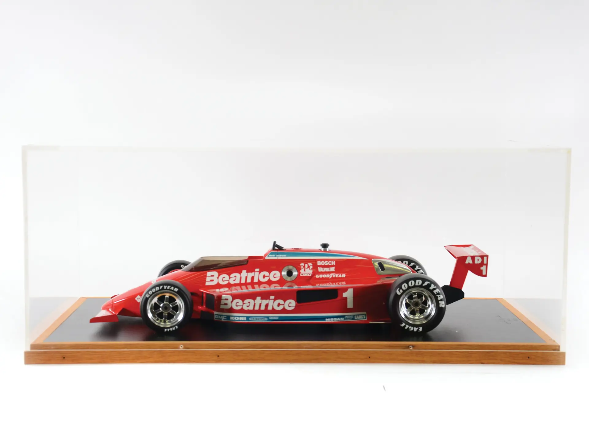 Mario Andretti Beatrice Special Lola Indy Car Model with plexi case. 28 ...