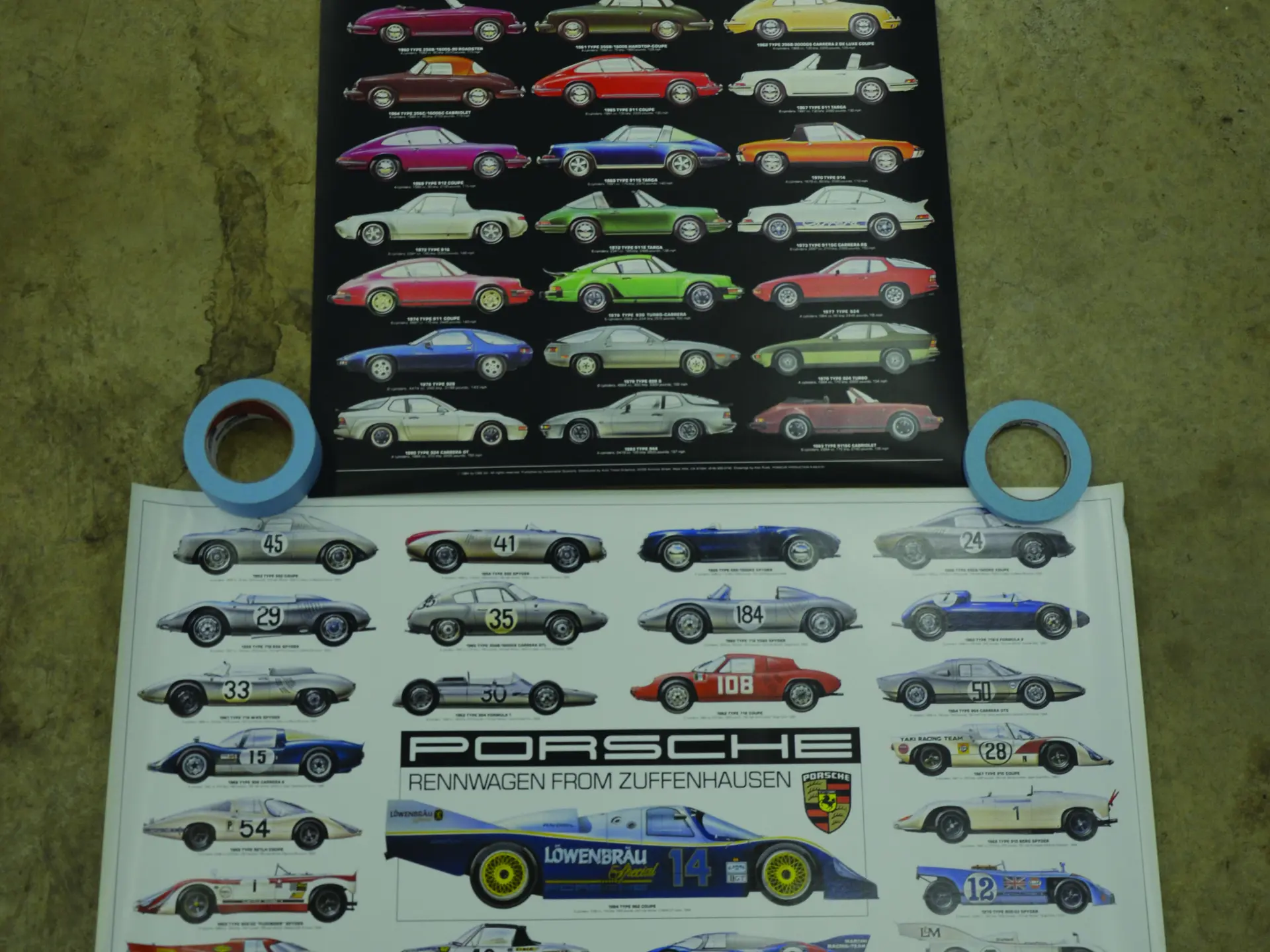 2 Porsche visual identification posters all racing cars all road cars ...