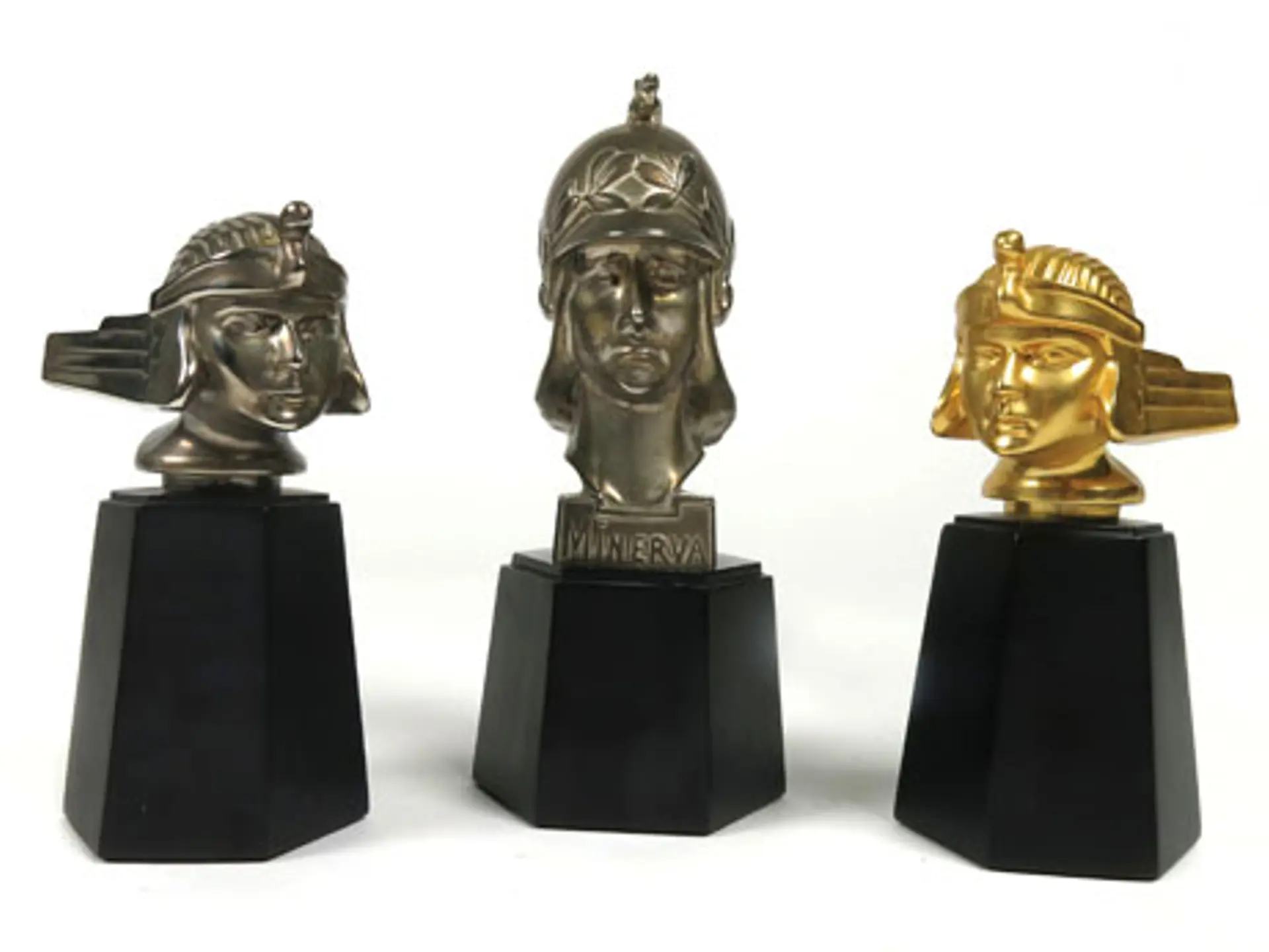 Three Franklin Mint Mascots; Two Stutz Ra, and One Minerva with Griffin ...