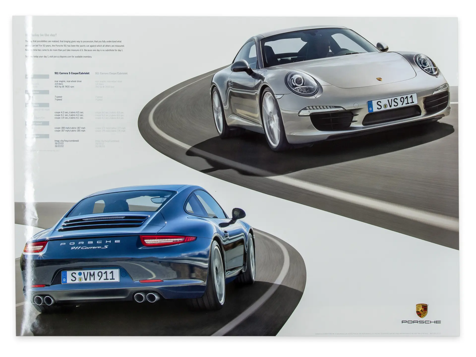 Porsche 911 Carrera S Coupe/Cabriolet Poster | The White Collection ...
