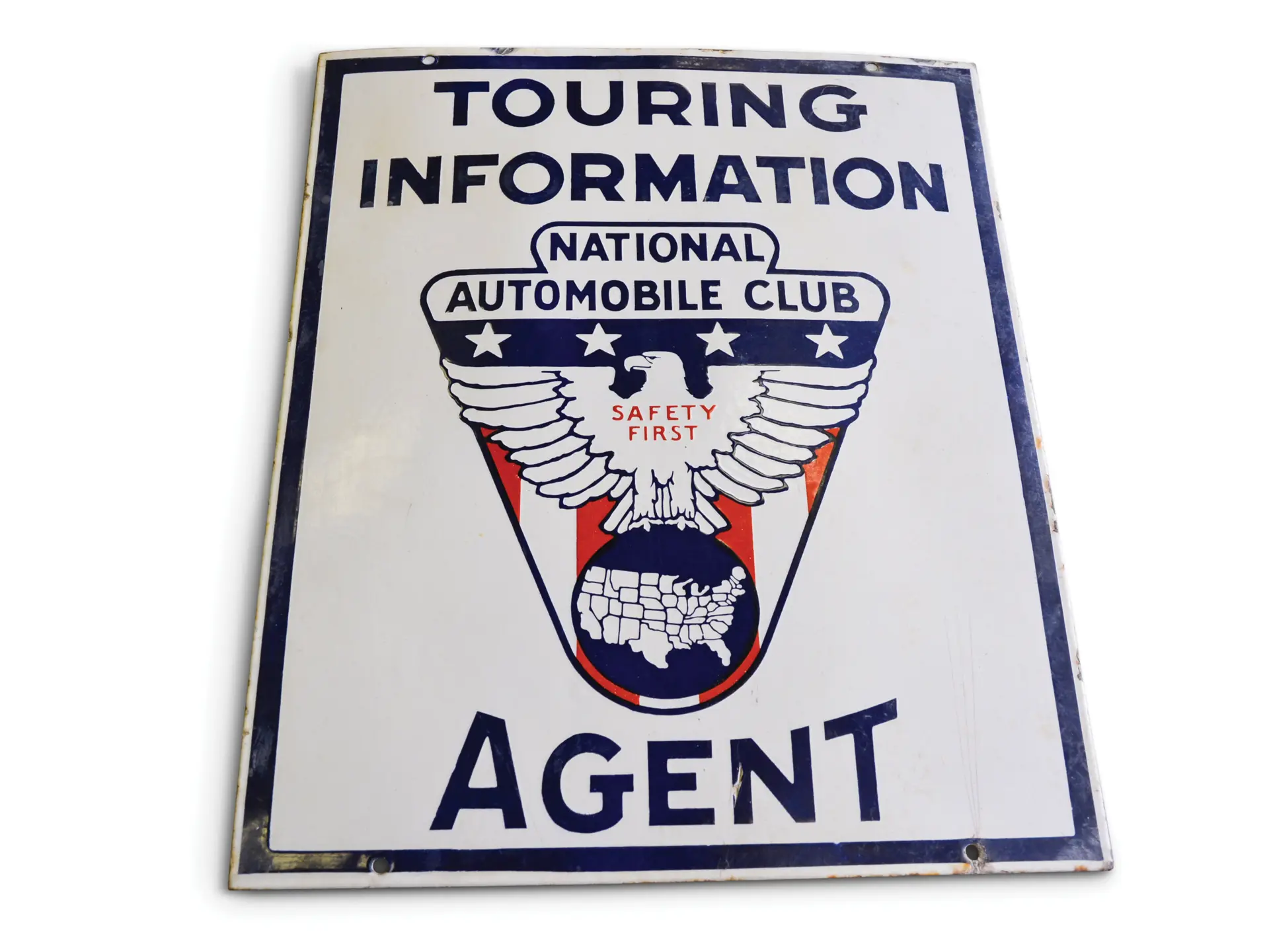 National Automobile Club "Touring Information Agent" Porcelain Sign ...