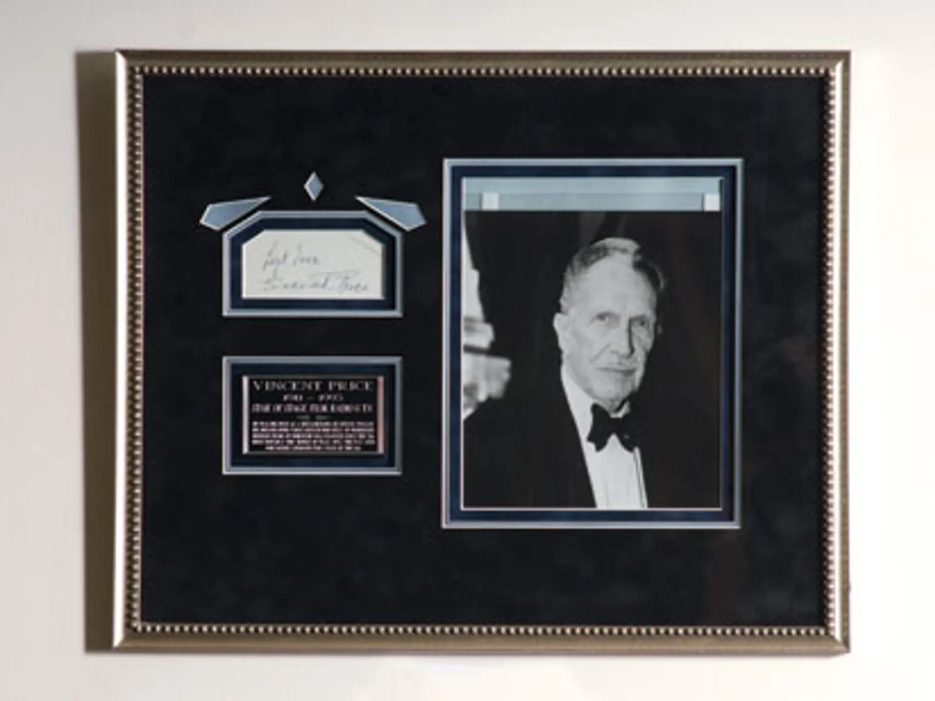 Vincent Price Autograph Display | The Astor Collection | RM Sotheby's