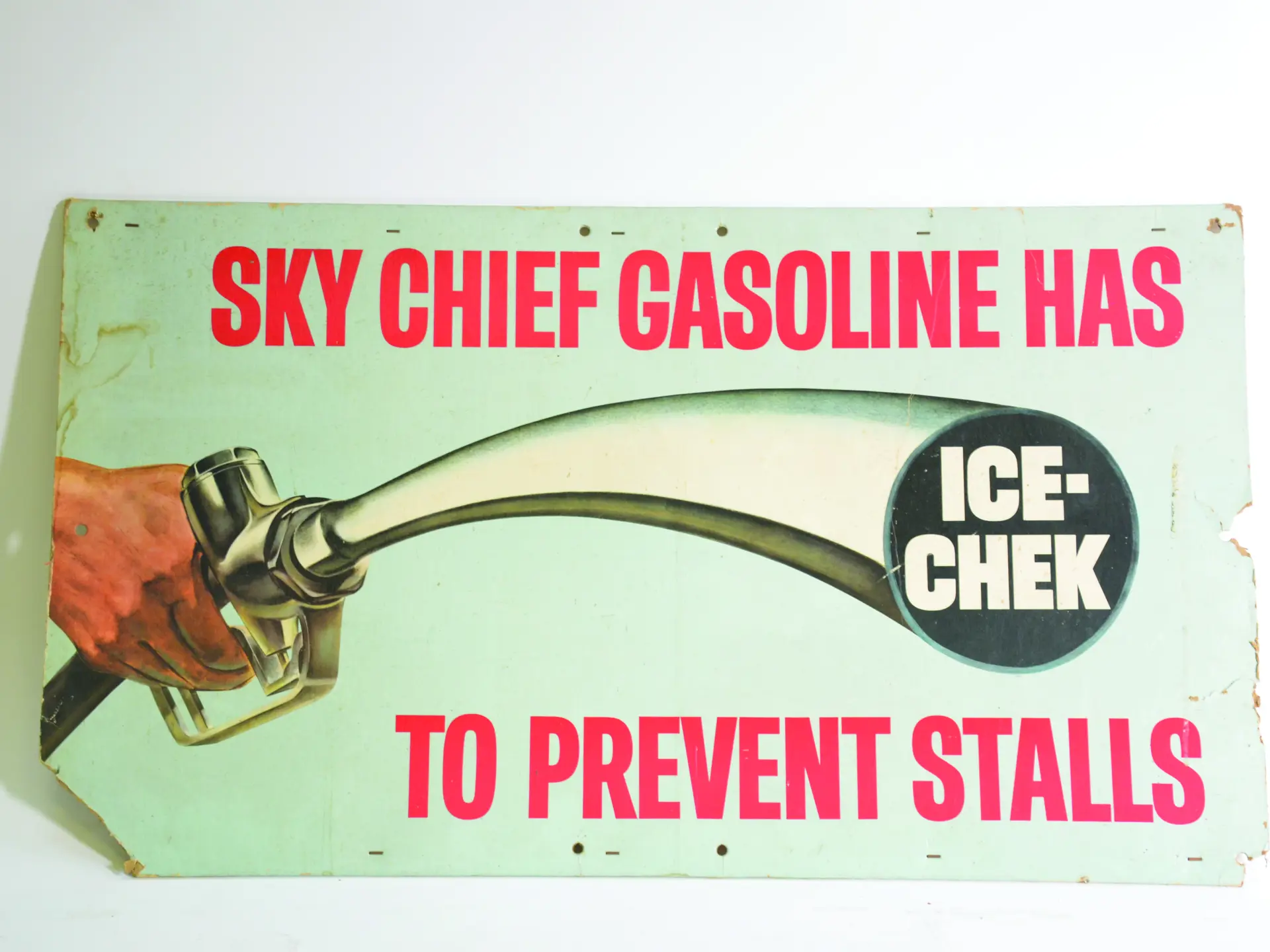 “Sky Chief Gasoline has Ice Check to Prevent Stalls,” cardboard ...
