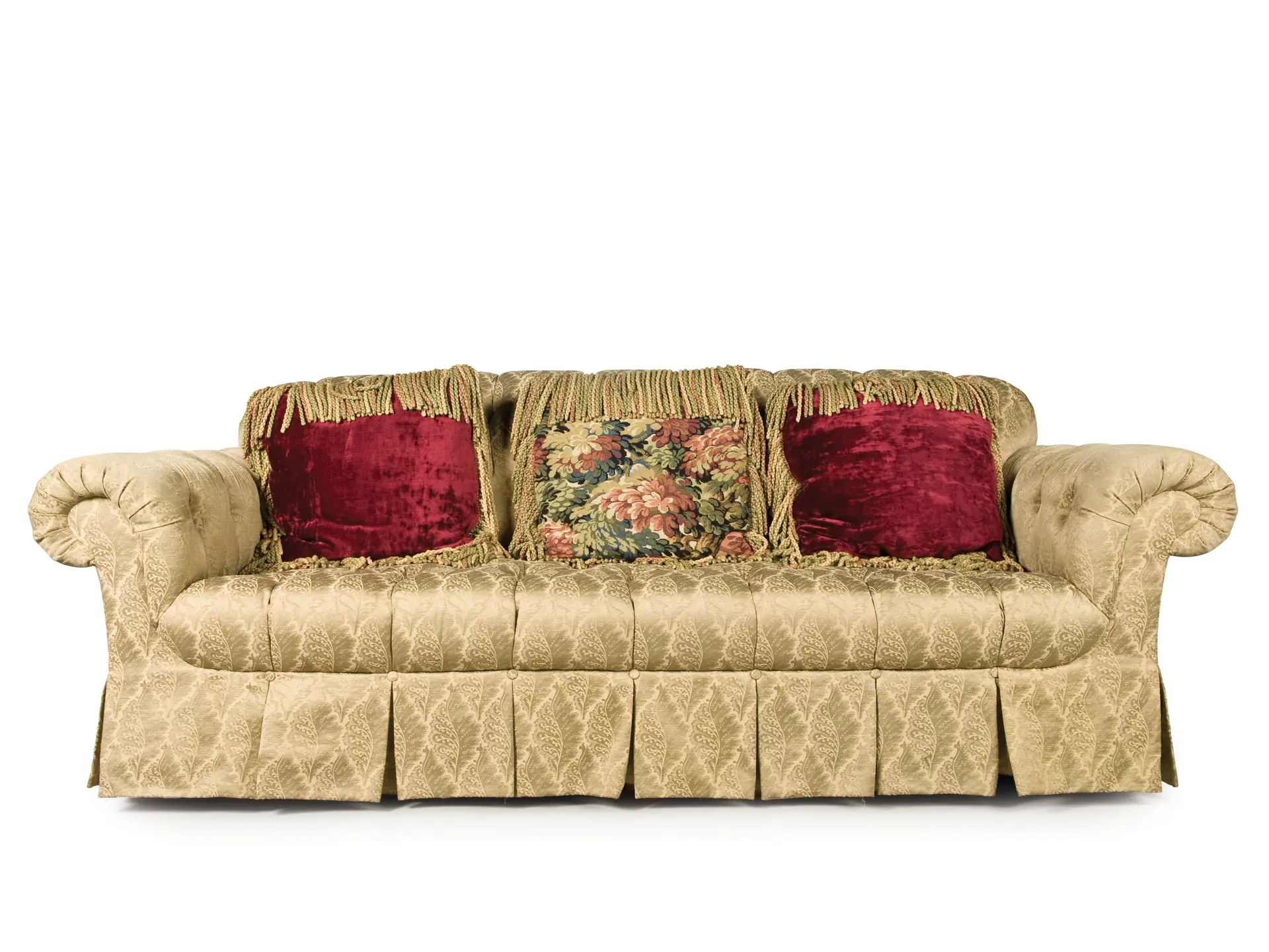 Pair of Victorian Style Button-Tufted Over-Stuffed Upholstered Settees ...