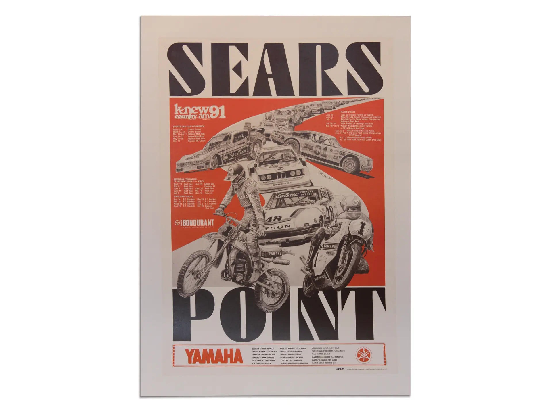 "Sears Point" IMSA, NASCAR, NHRA, SCCA, AMA Calendar Poster, 1979 | The ...