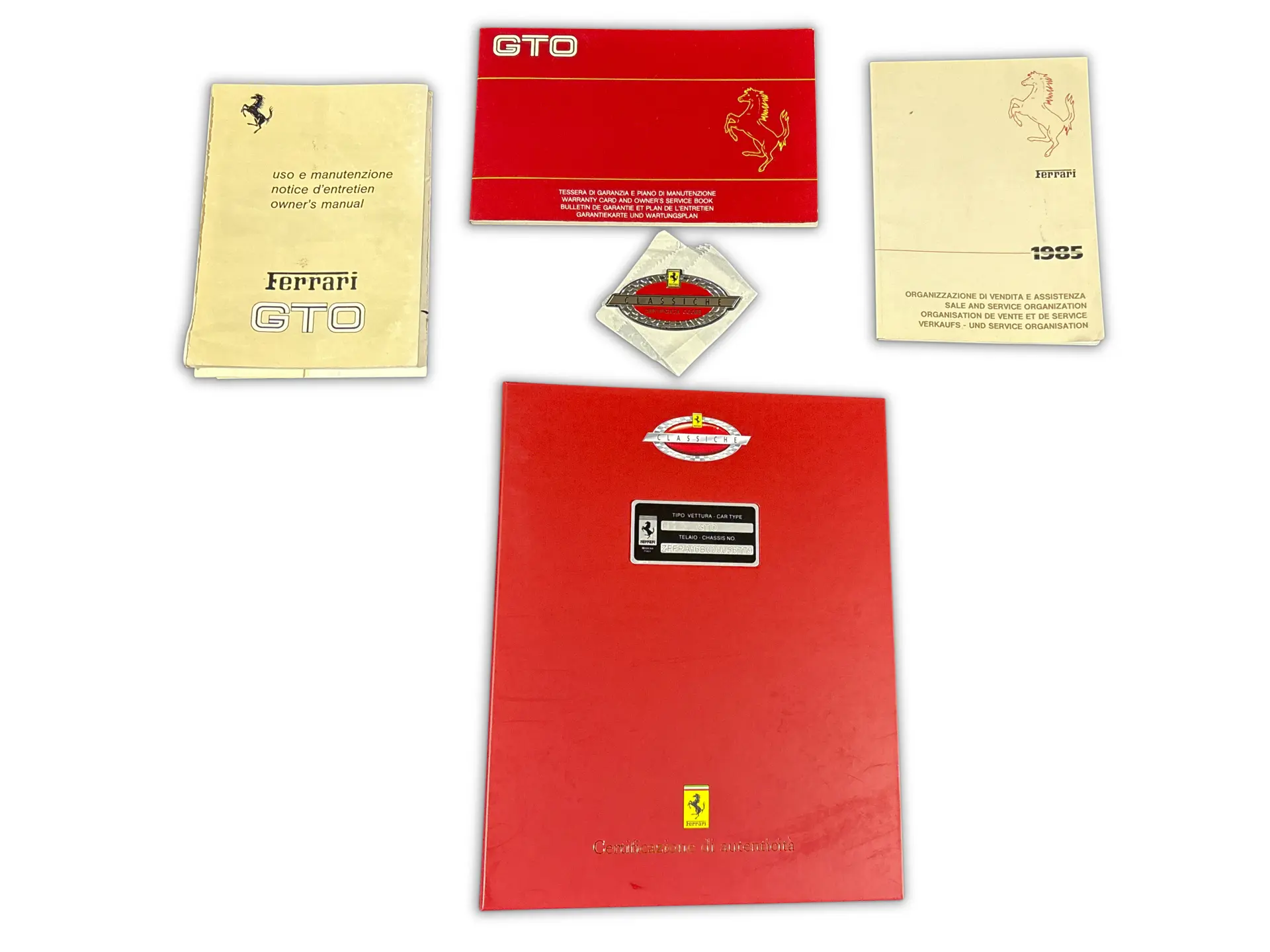 Ferrari 288 GTO Manuals and Ferrari Classiche Certificate of ...