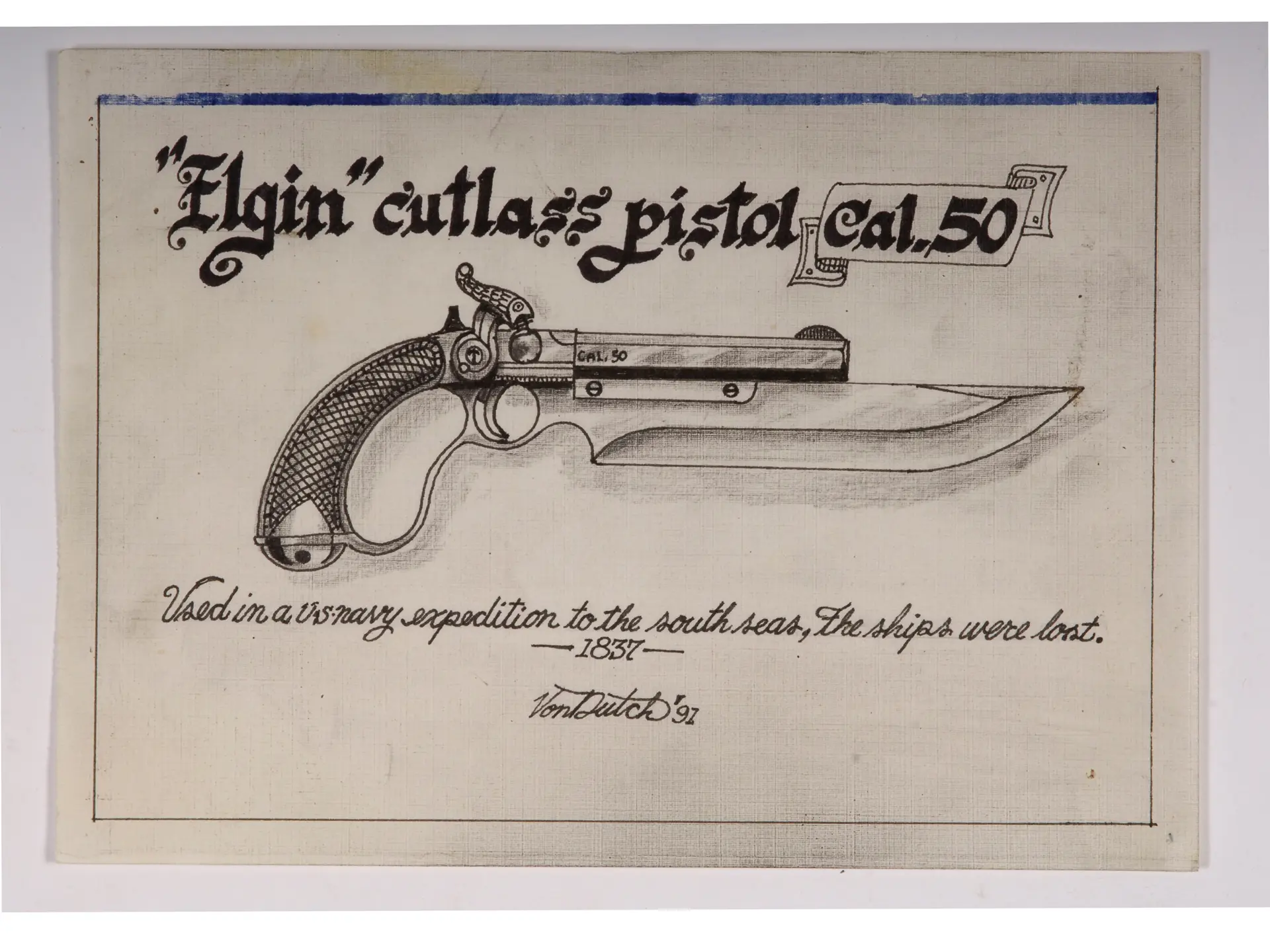 Von Dutch - Elgin Cutlass Pistol Drawing | The Brucker Collection | RM ...