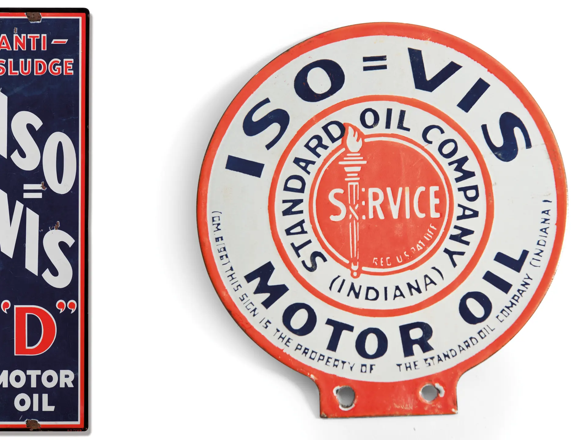 Two Iso=Vis Motor Oil Signs | The Dingman Collection 2012 | RM Sotheby's