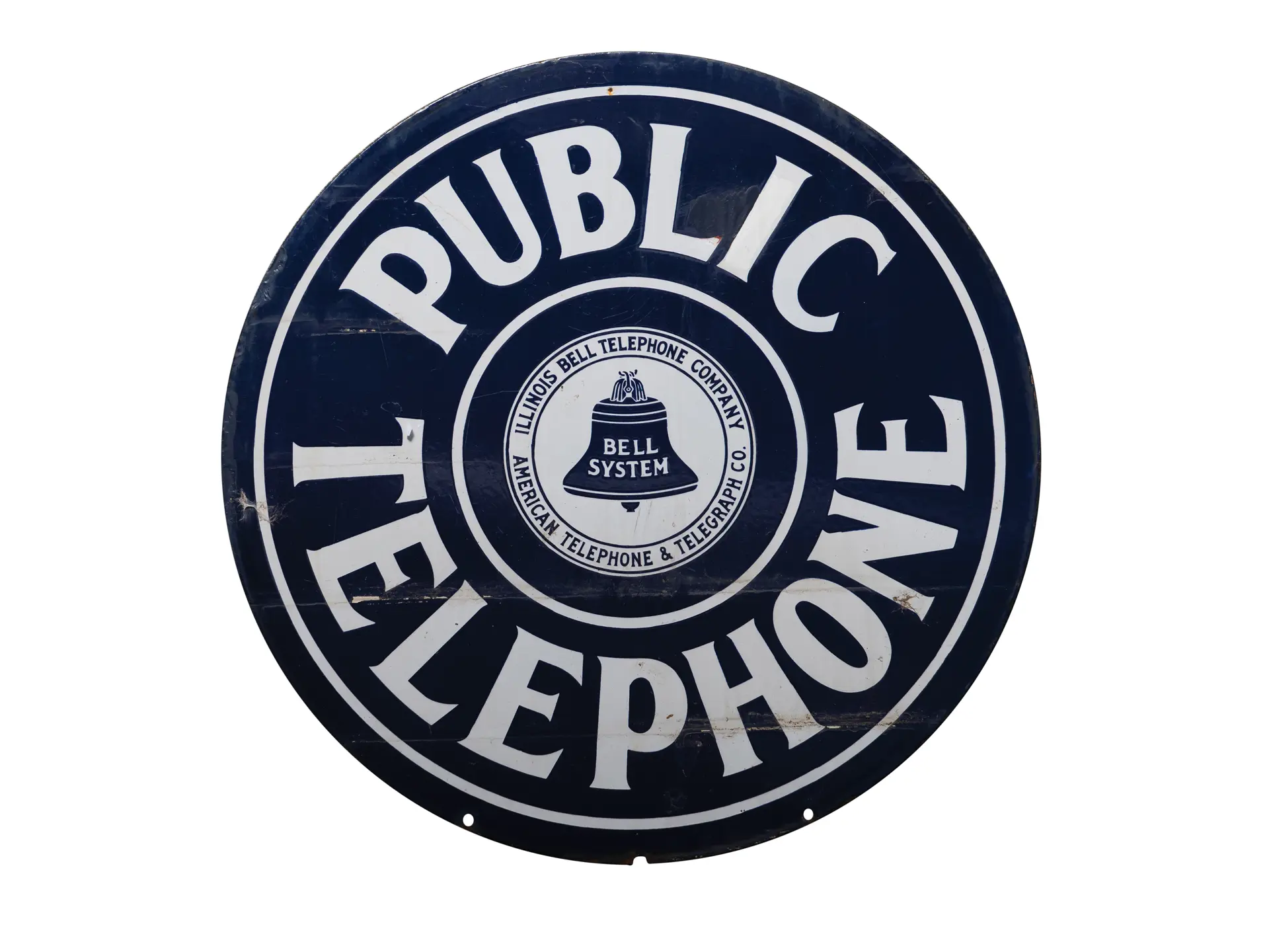 Bell System Public Telephone Illinois Double Sided Porcelain Sign