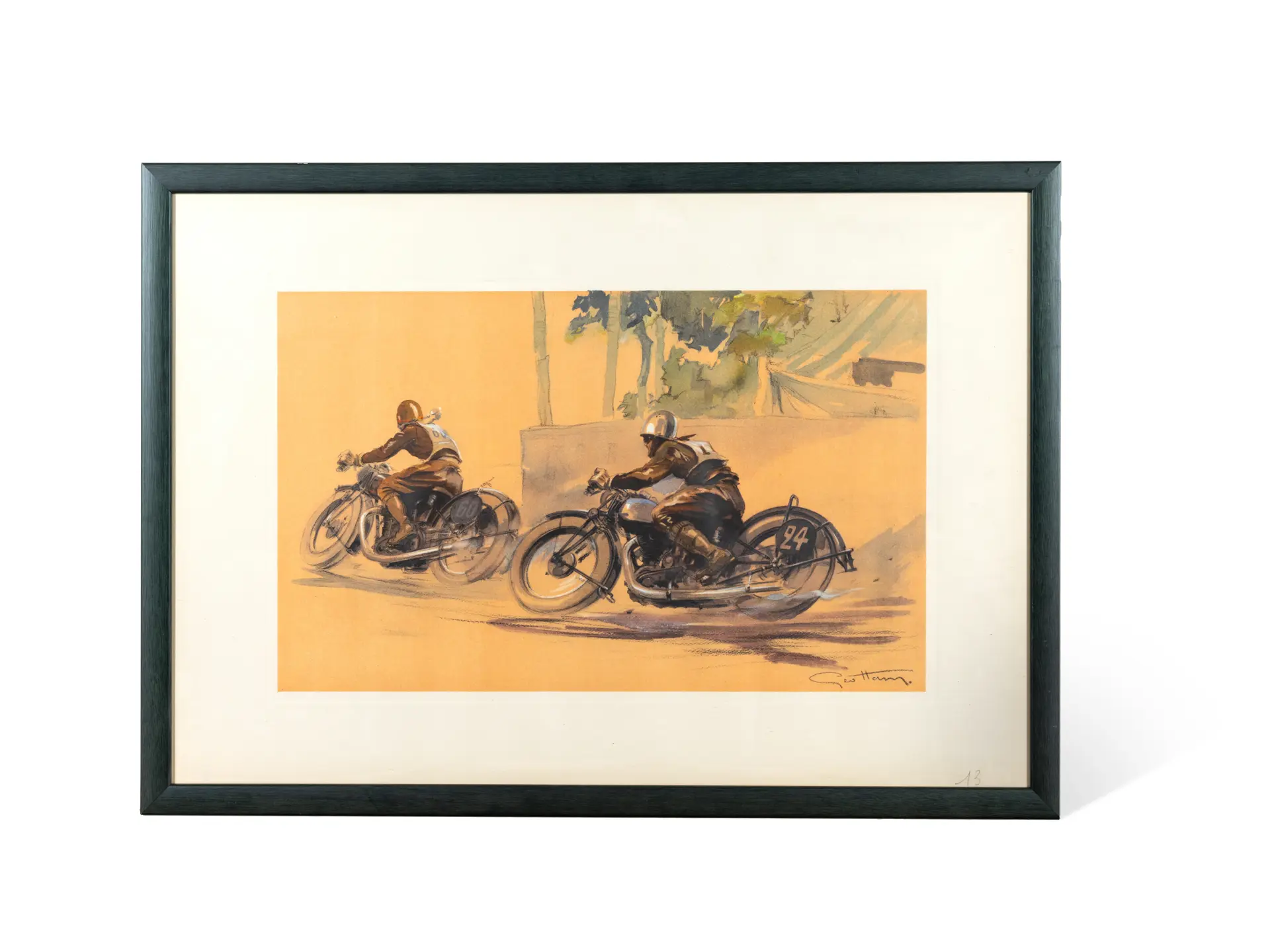 Geo Ham (Georges Hamel) Framed Lithographic Print Depicting Two ...