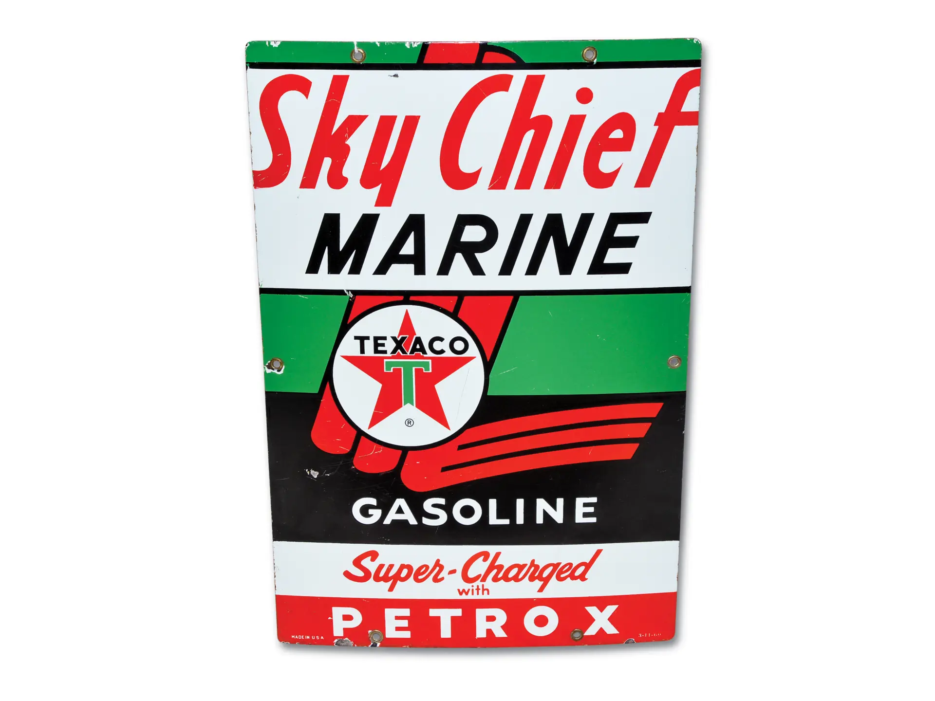 Texaco Sky Chief Marine Gasoline with Super-Charged Petrox Sign ...