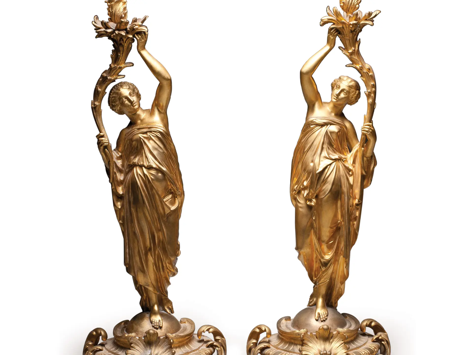 Fine Pair of French Ormolu Figural Candle Holders | The Milhous ...