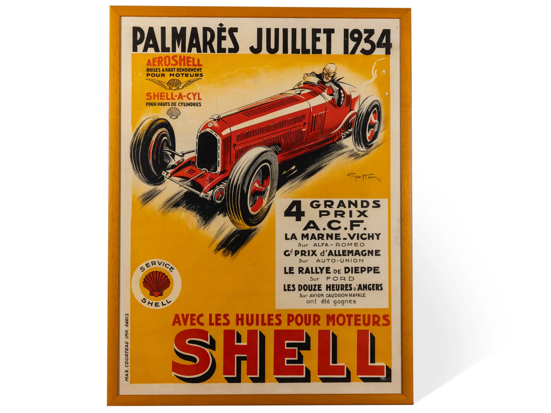 Geo Ham (Georges Hamel) 1934 Palmarès Aeroshell Lithographic Framed ...