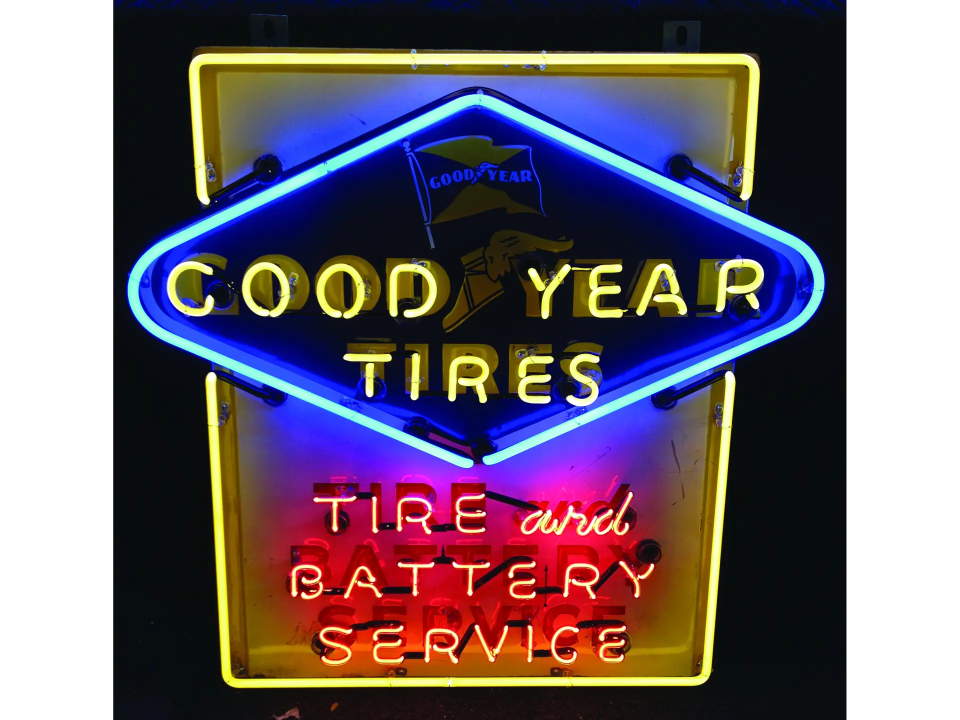 Goodyear tires tin neon sign, 1950s, original, 36x36in | Auburn Fall ...