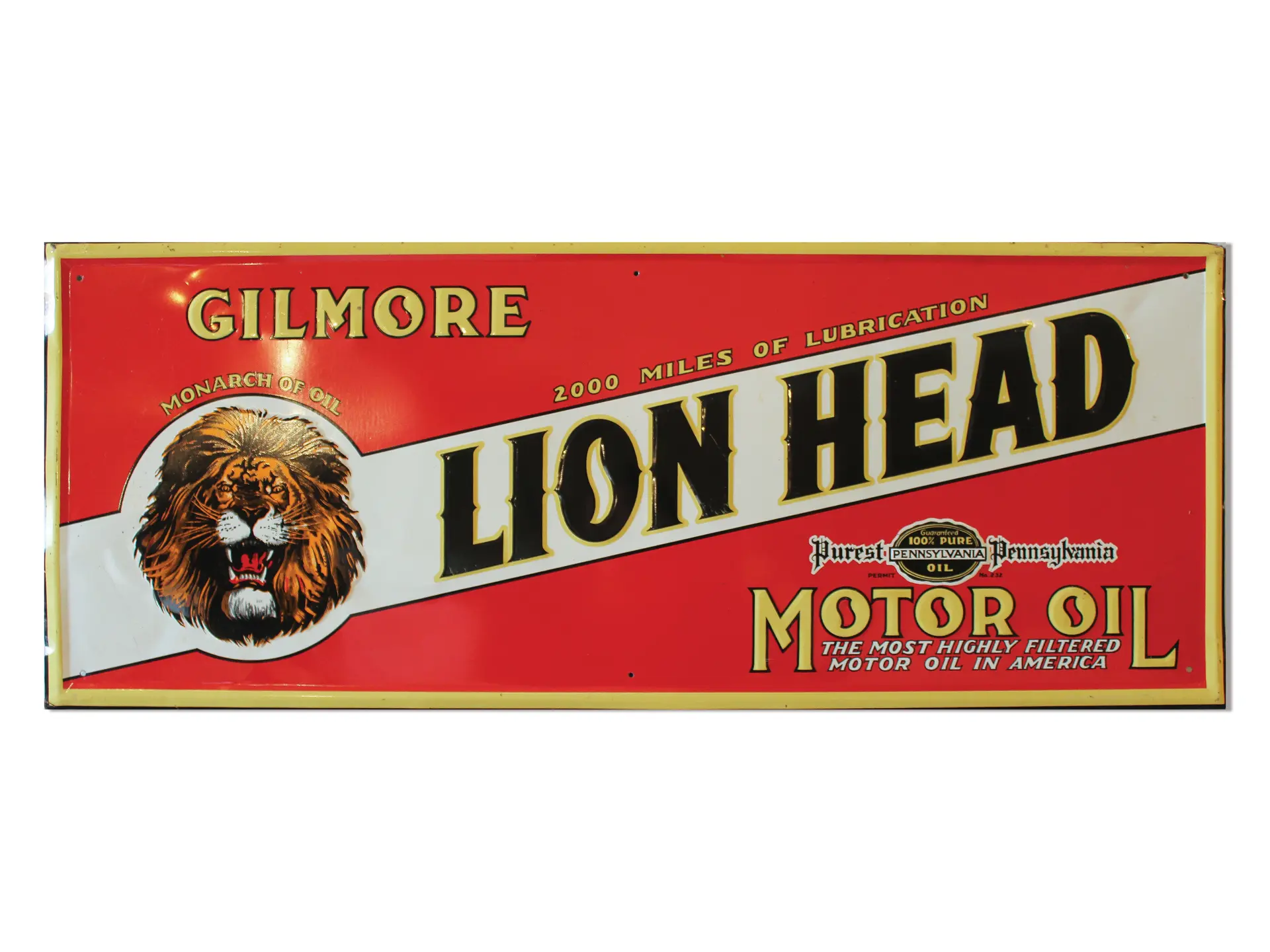 Gilmore Lion Head Embossed Tin Sign | Auburn Spring 2018 | RM Sotheby's