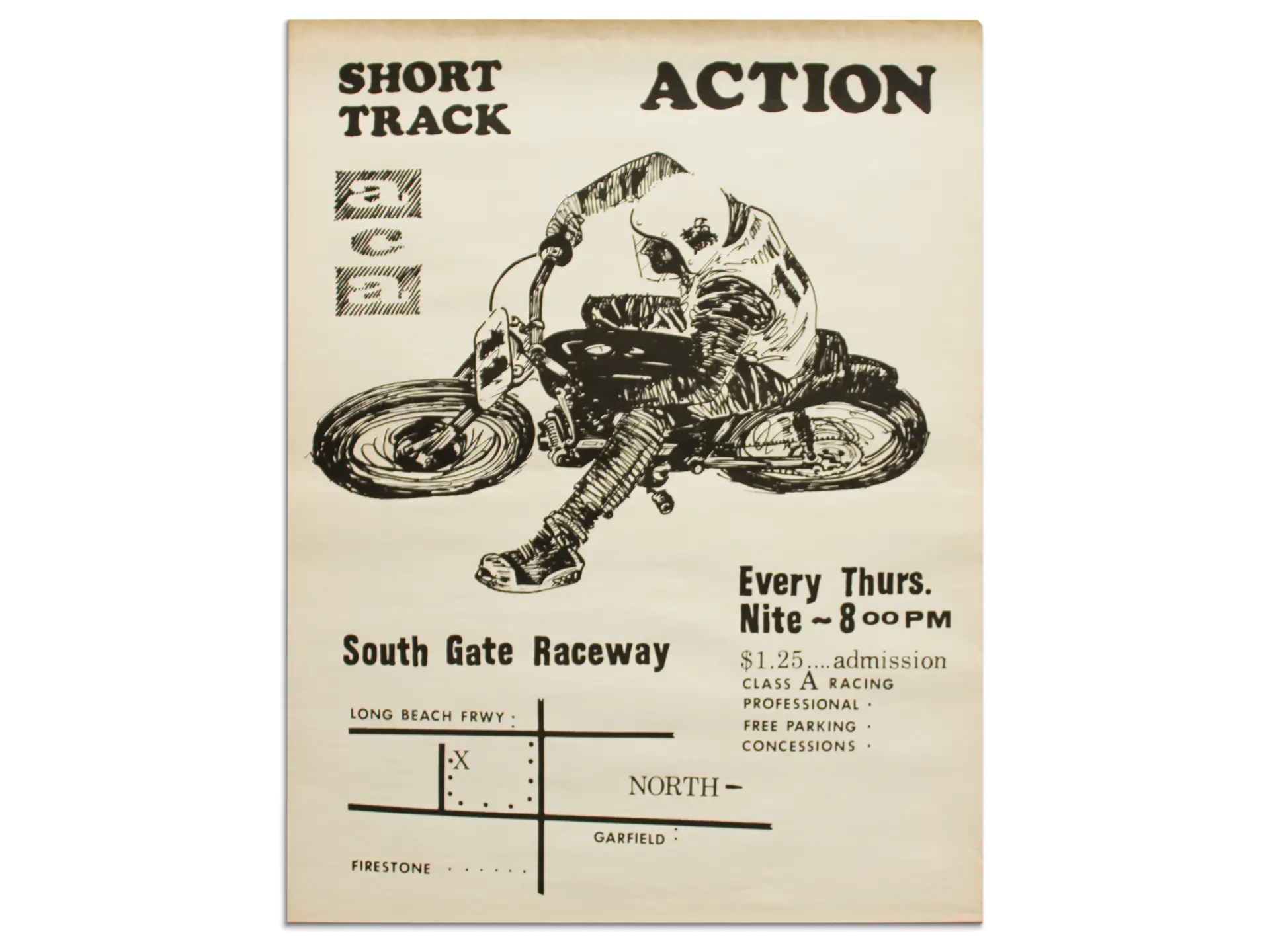 "ACA Short Track Action" Southern California Motorcycle Racing Poster ...