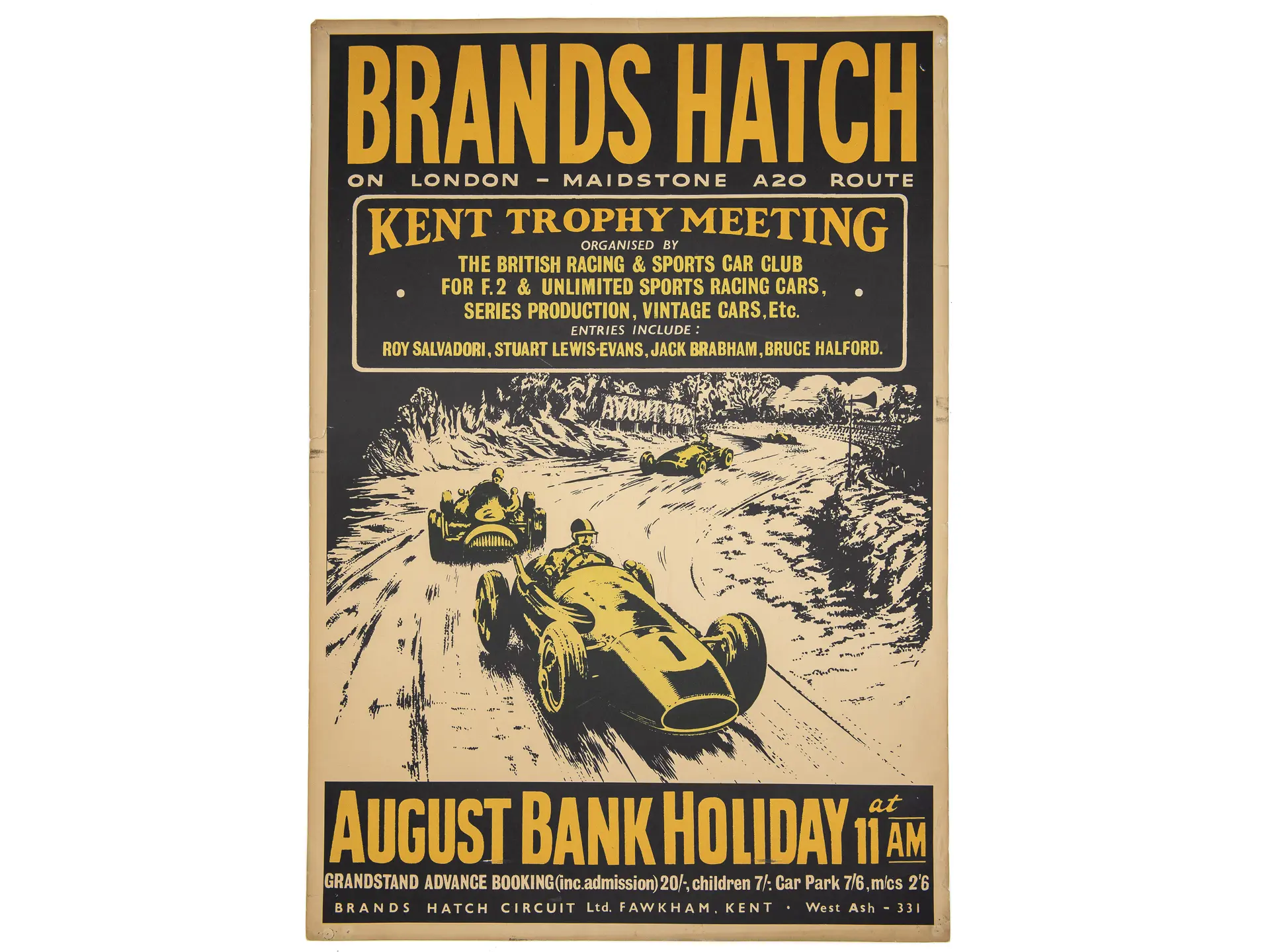Brands Hatch, Kent Trophy Meeting Event Poster, ca. 1958 | Open Roads ...