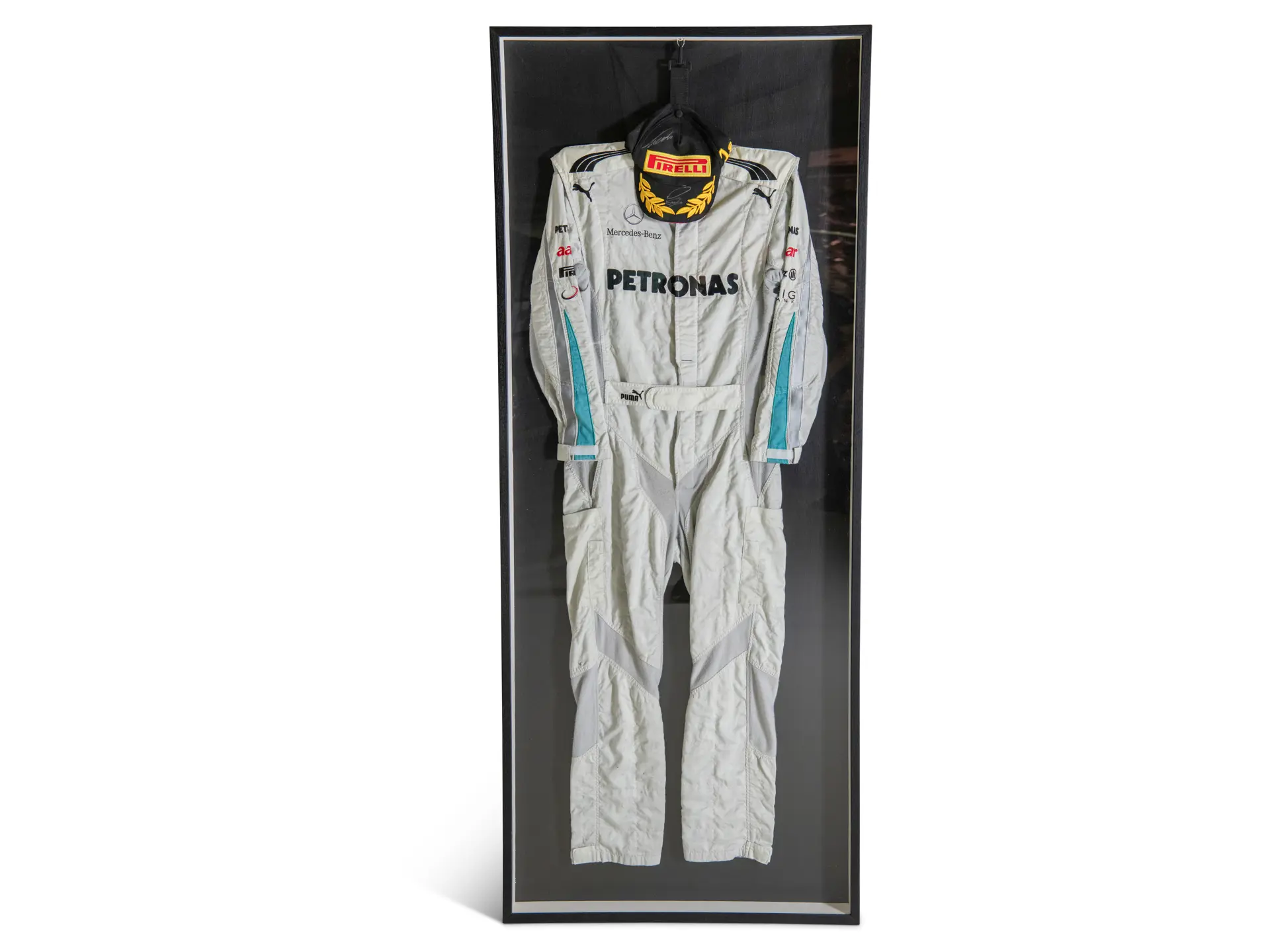 Lewis Hamilton Mercedes-Petronas Autographed Racing Suit and Pirelli ...