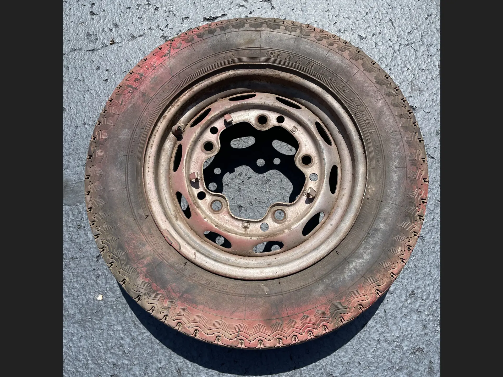 Porsche 356 15x4 1/2 Wheel with Dunlop SP Sport 165HR15 Radial Tire ...