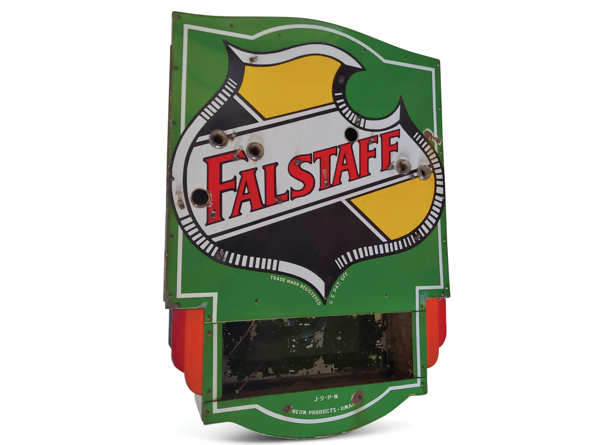 Falstaff 'Beer' Logo Neon Porcelain Sign with Privilege Panel Bottoms ...