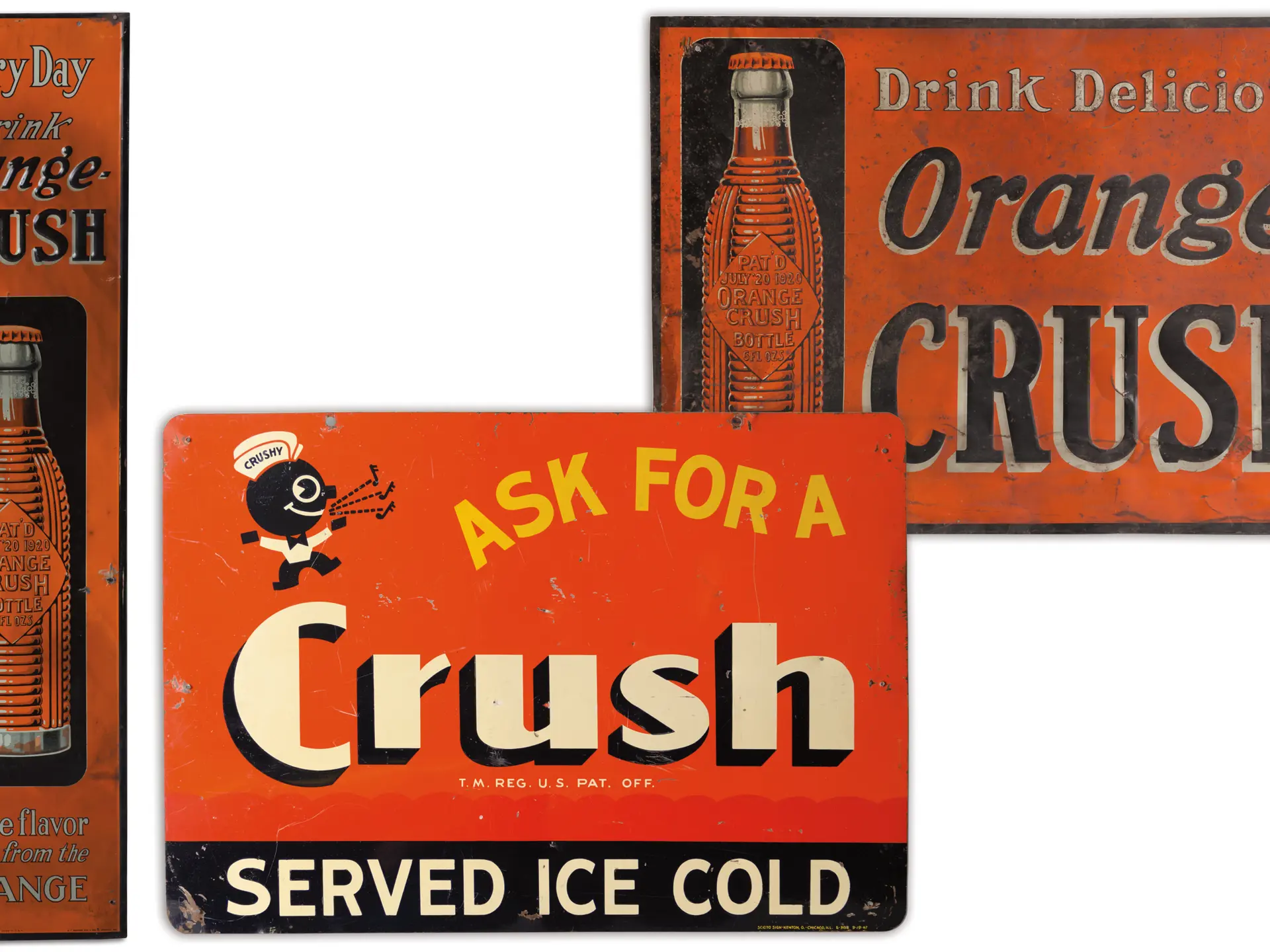 Three Orange Crush Signs | The Dingman Collection 2012 | RM Sotheby's