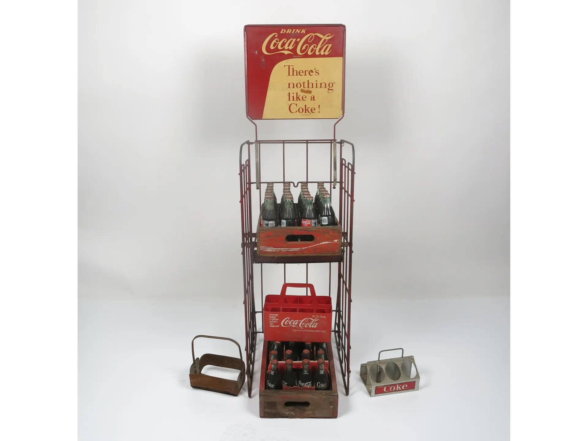 Original Coca Cola Display Rack with Coca-Cola Wood Crates, Carriers ...