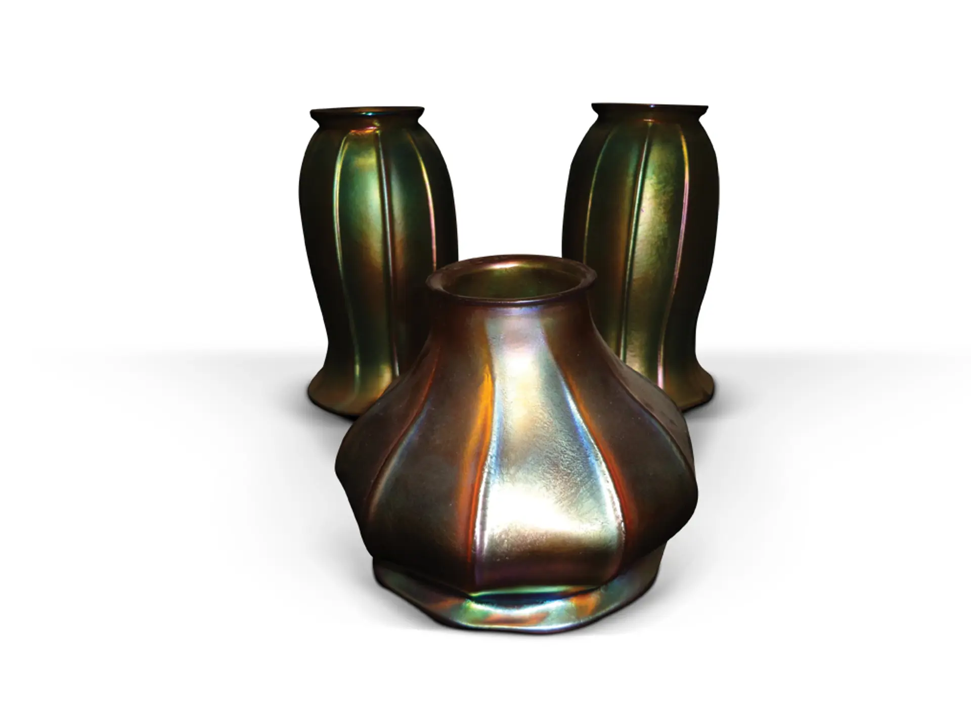 Steuben Art Glass Gold Iridescent Lamp Shades | Auburn Memorabilia ...