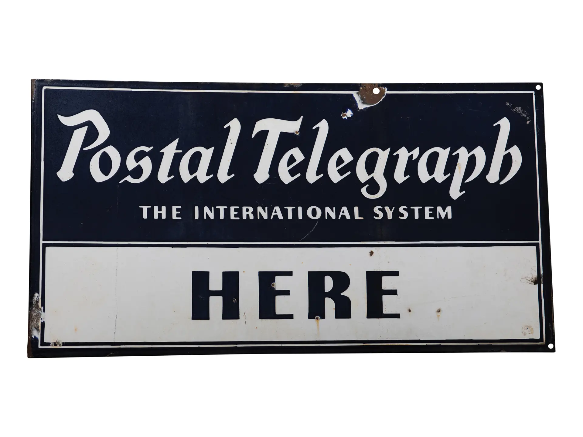 Postal Telegraph Double Sided Porcelain Flange Sign The Dingman