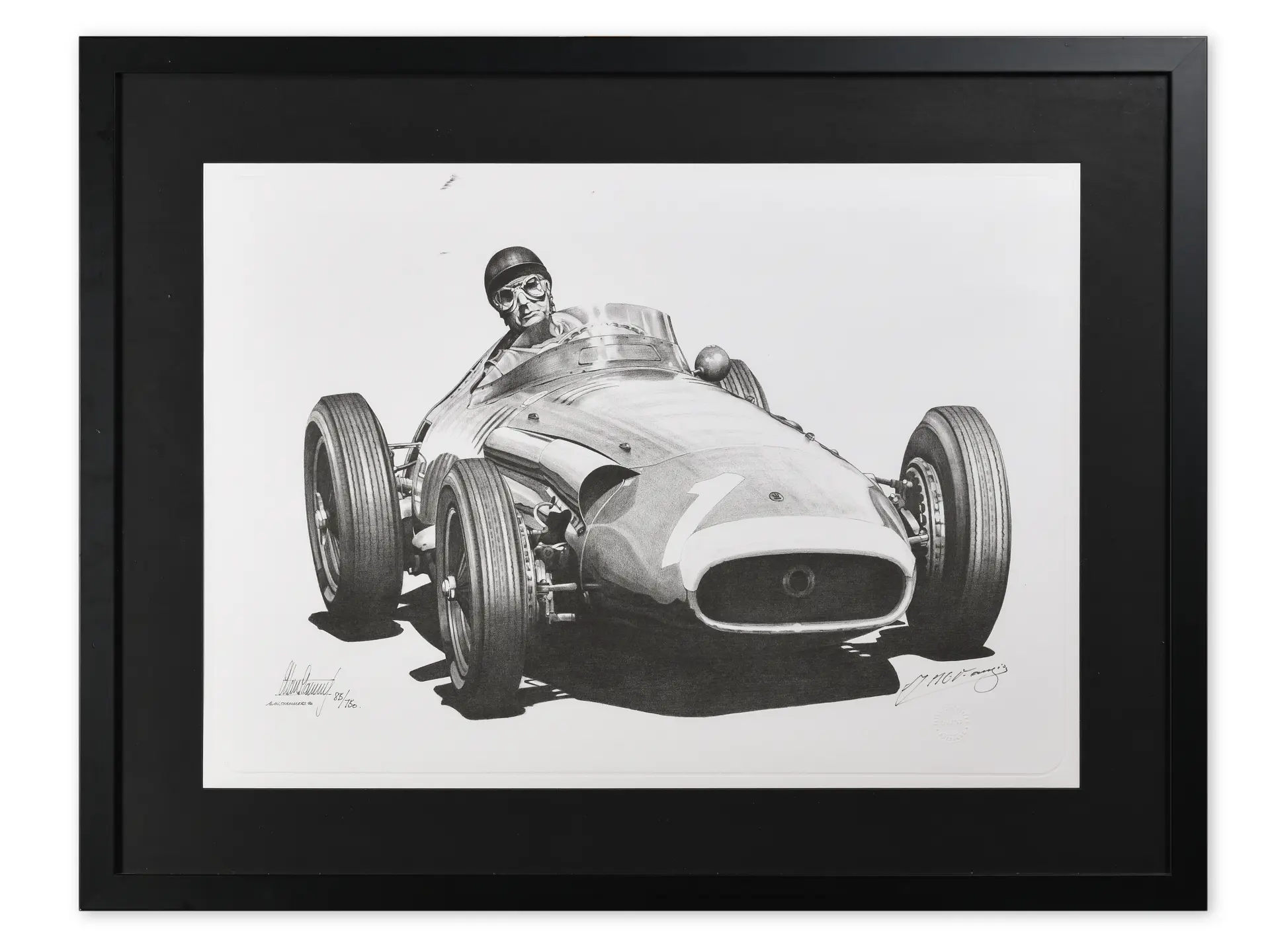Juan Manuel Fangio Pencil Framed Print by Alan Stammers, 1990 ...
