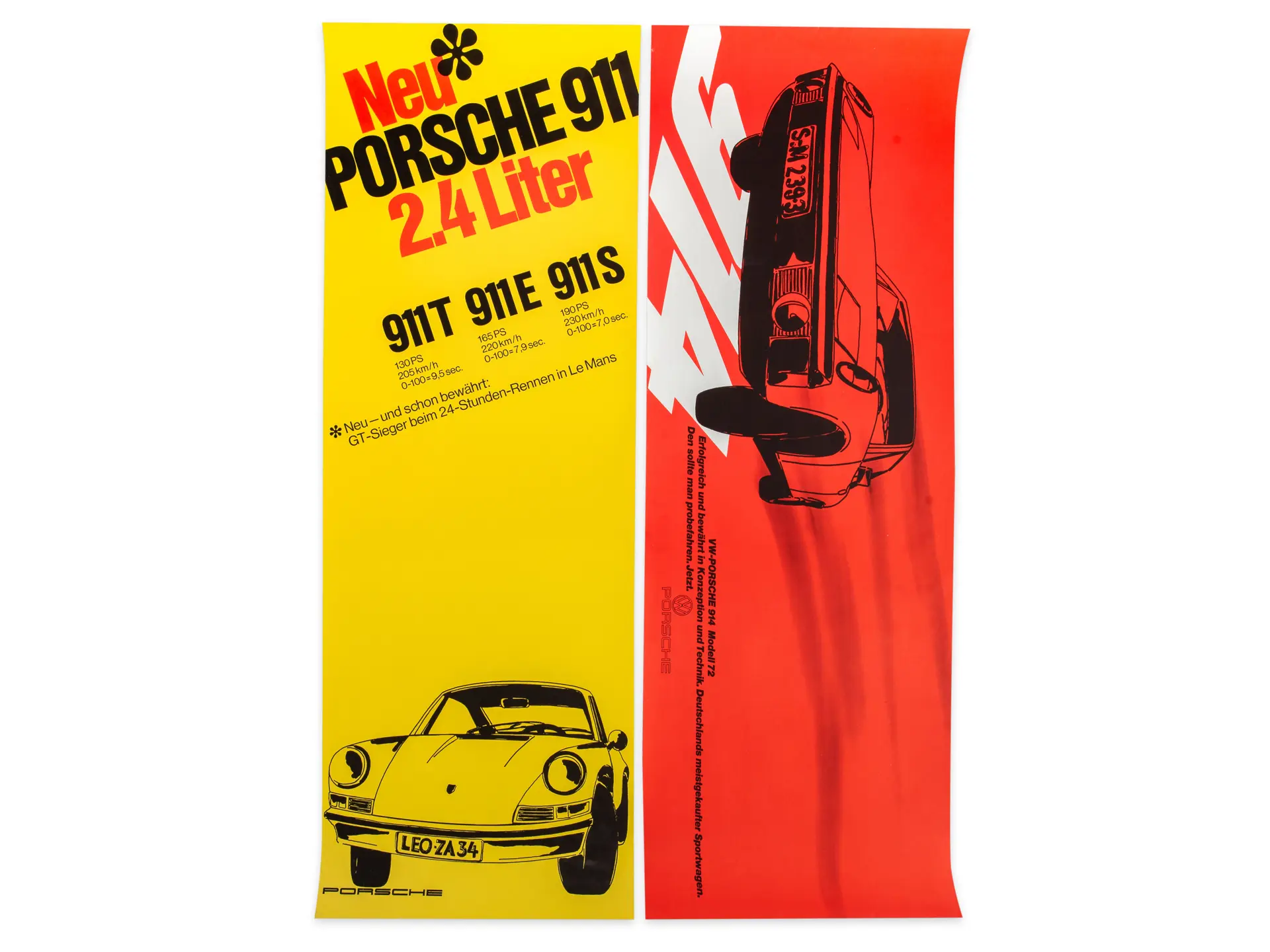 "Neu Porsche 911 2.4 Liter" and VW-Porsche 914 Advertising Posters ...