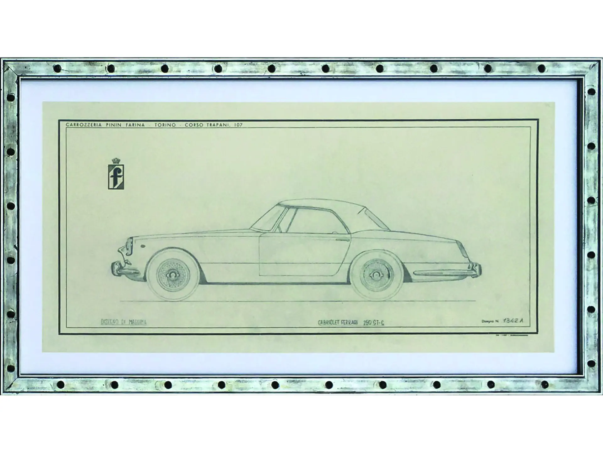 Ferrari 250 GT Cabriolet original pencil drawing on paper by the ...