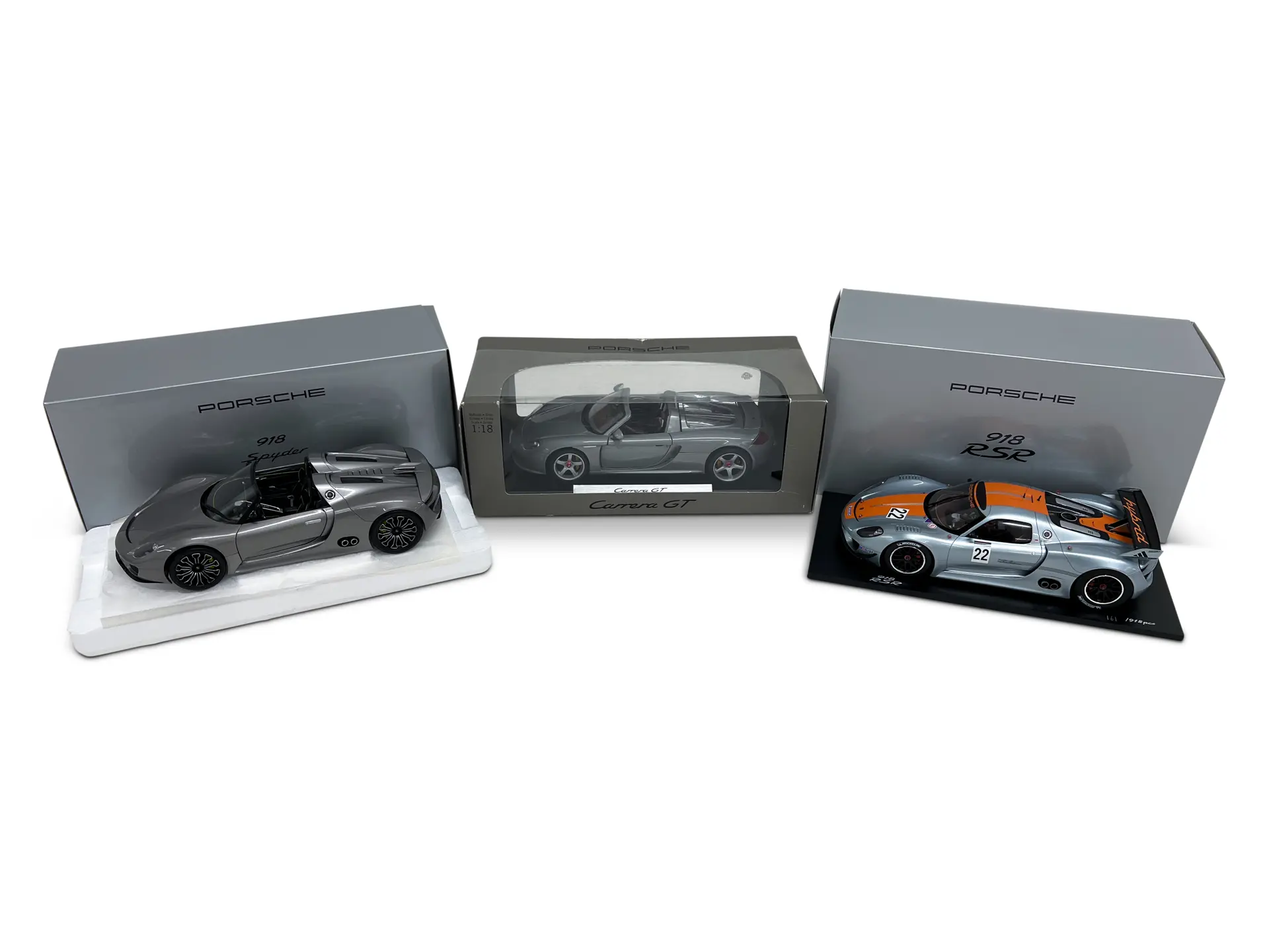 Porsche 918 Spyder, 918 RSR, and Carrera GT 1:18 Scale Models | The ...