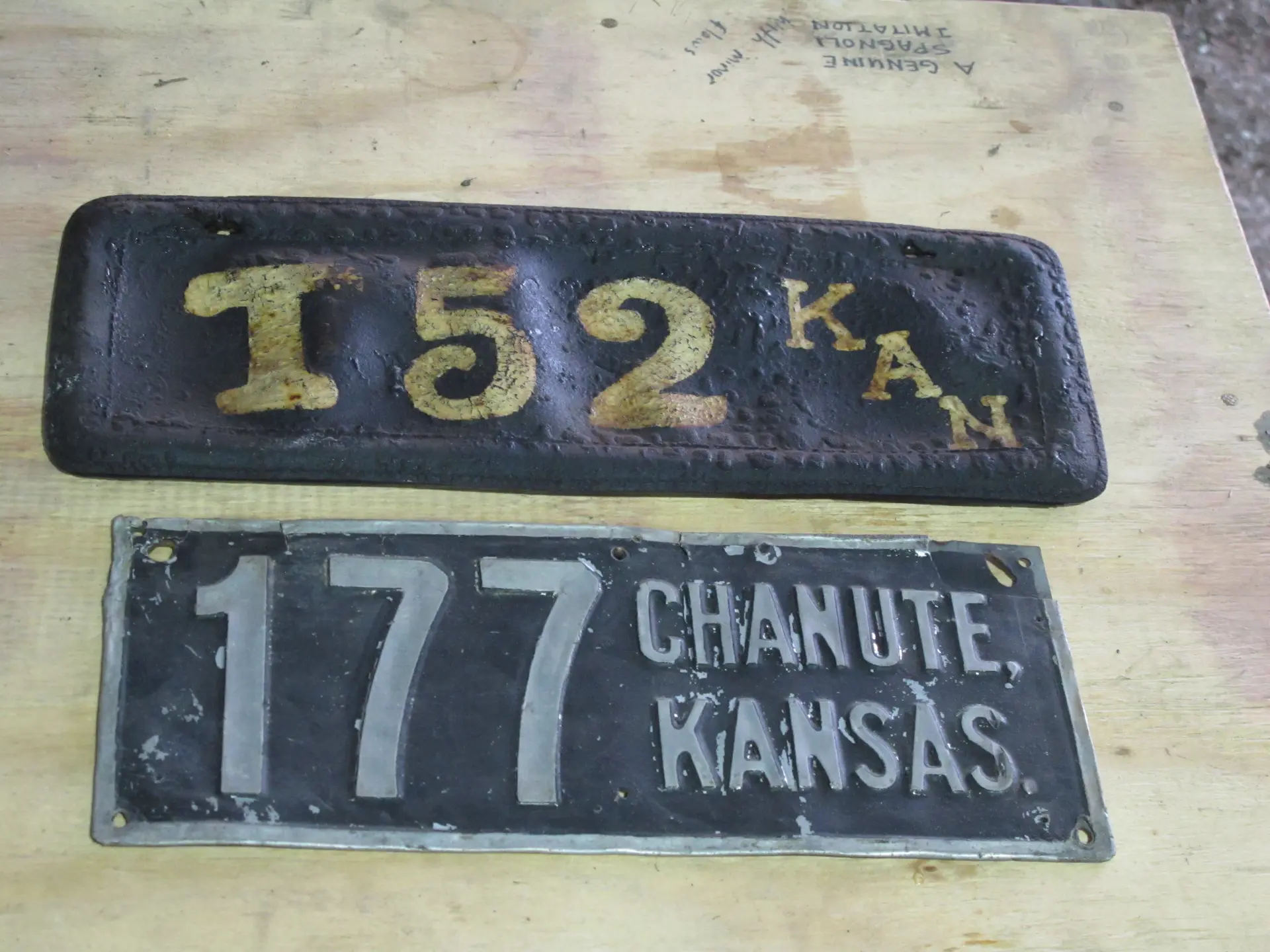 Kansas Pre-State Leather License Plate and 3-Digit Standard Pre-War ...