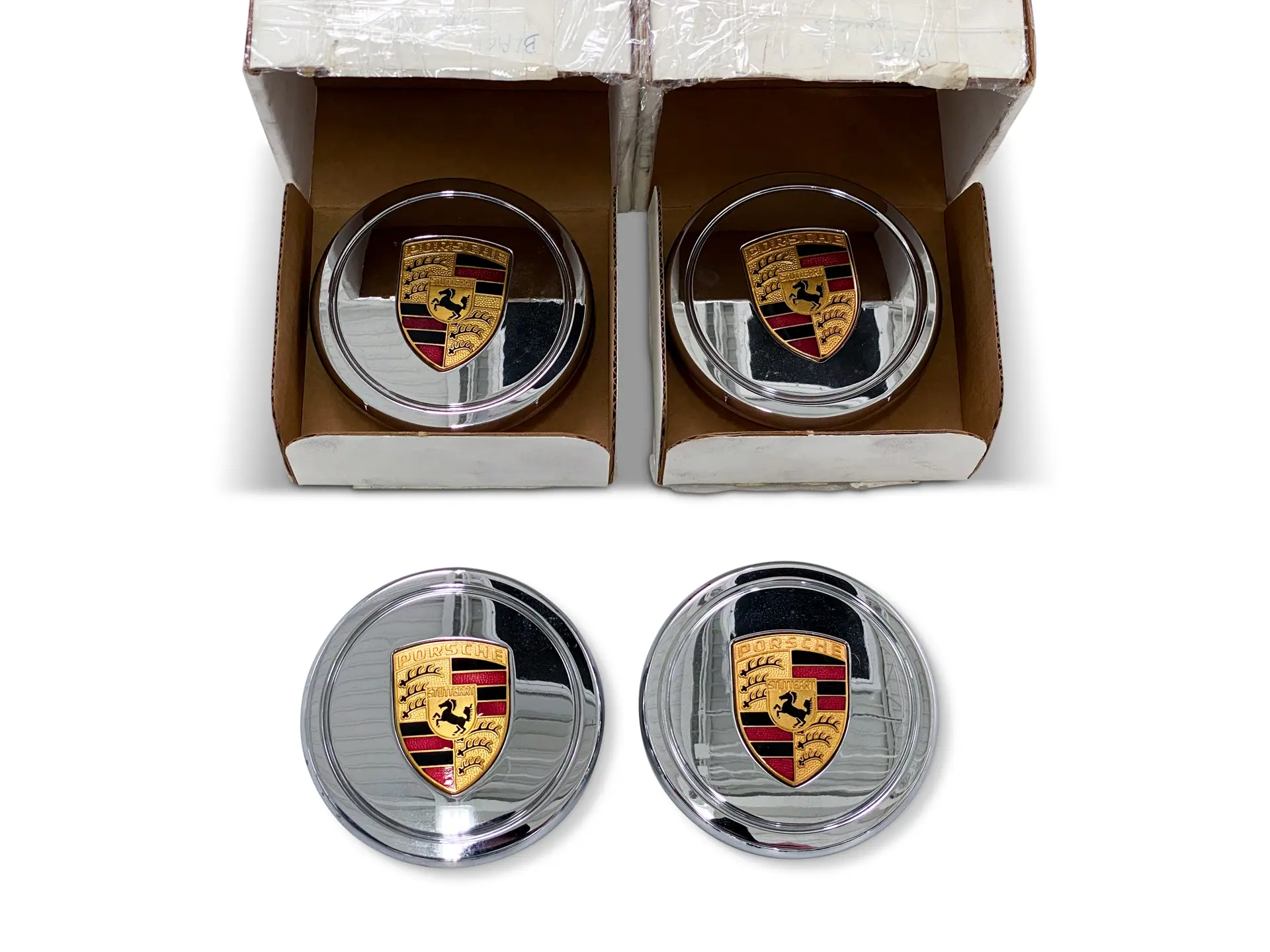 Four Chrome Porsche Wheel Center Caps | The White Collection | Online ...