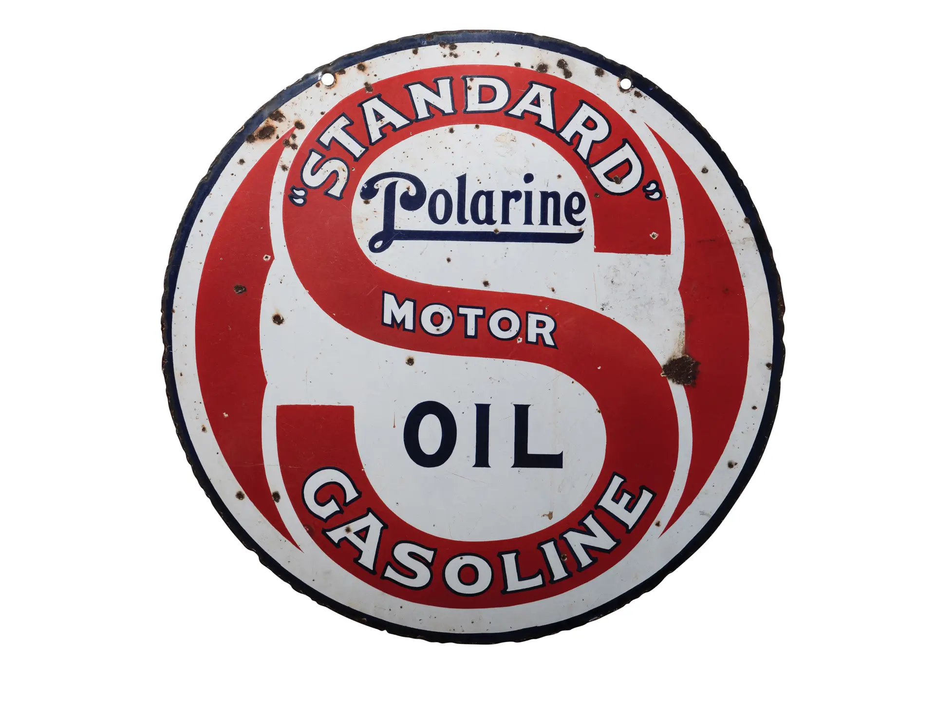 Polarine Oil "Standard" Motor Gasoline Double-Sided Porcelain Sign ...