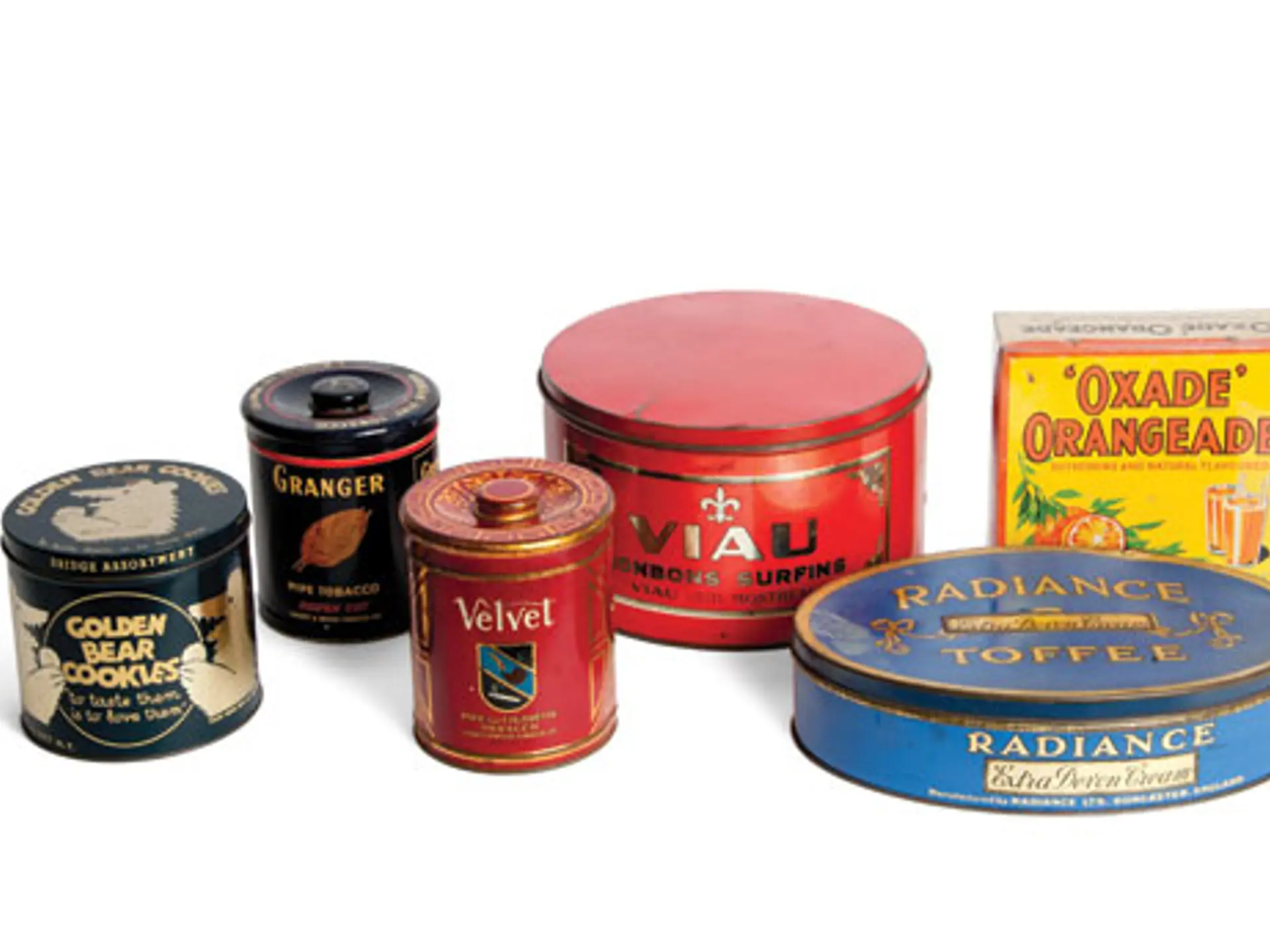Group lot of Vintage Food Tin Canisters with High Gold Lithography. (6 ...