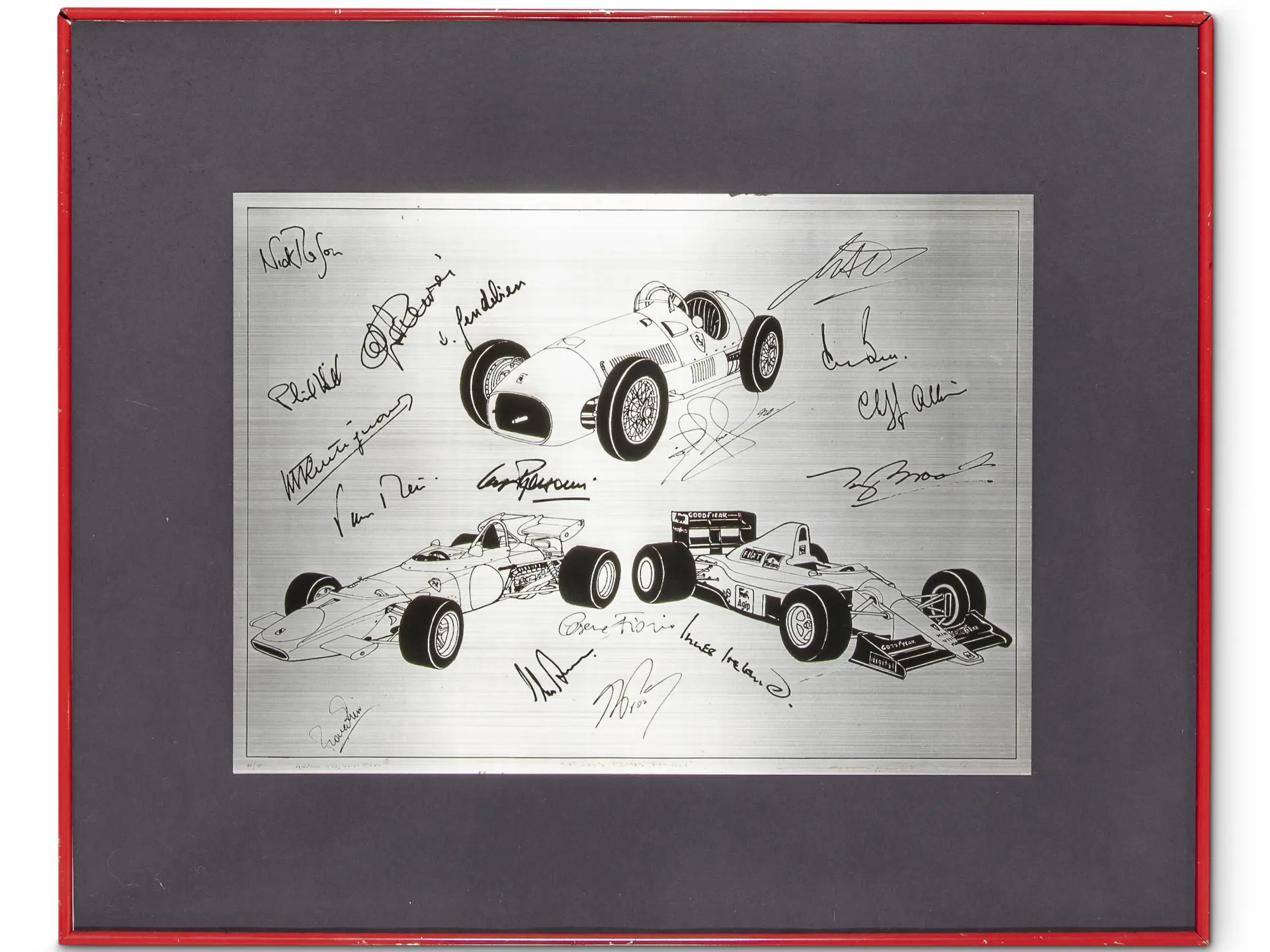 '40 Years Ferrari Formula 1' Pewter Graphic Etching by Andreas Hentrich ...
