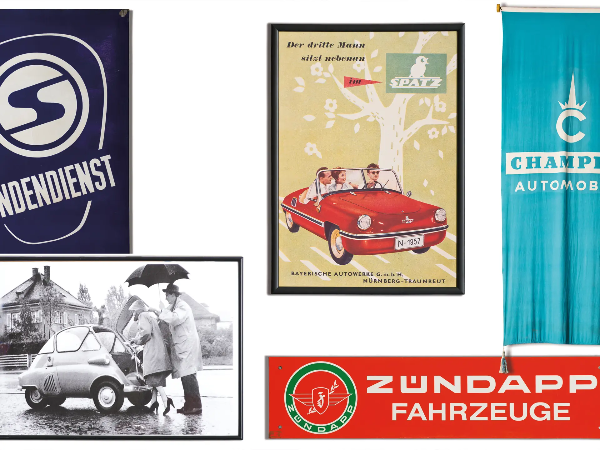 Large Champion Banner, Microcar Signs, and Assorted Memorabilia | The ...