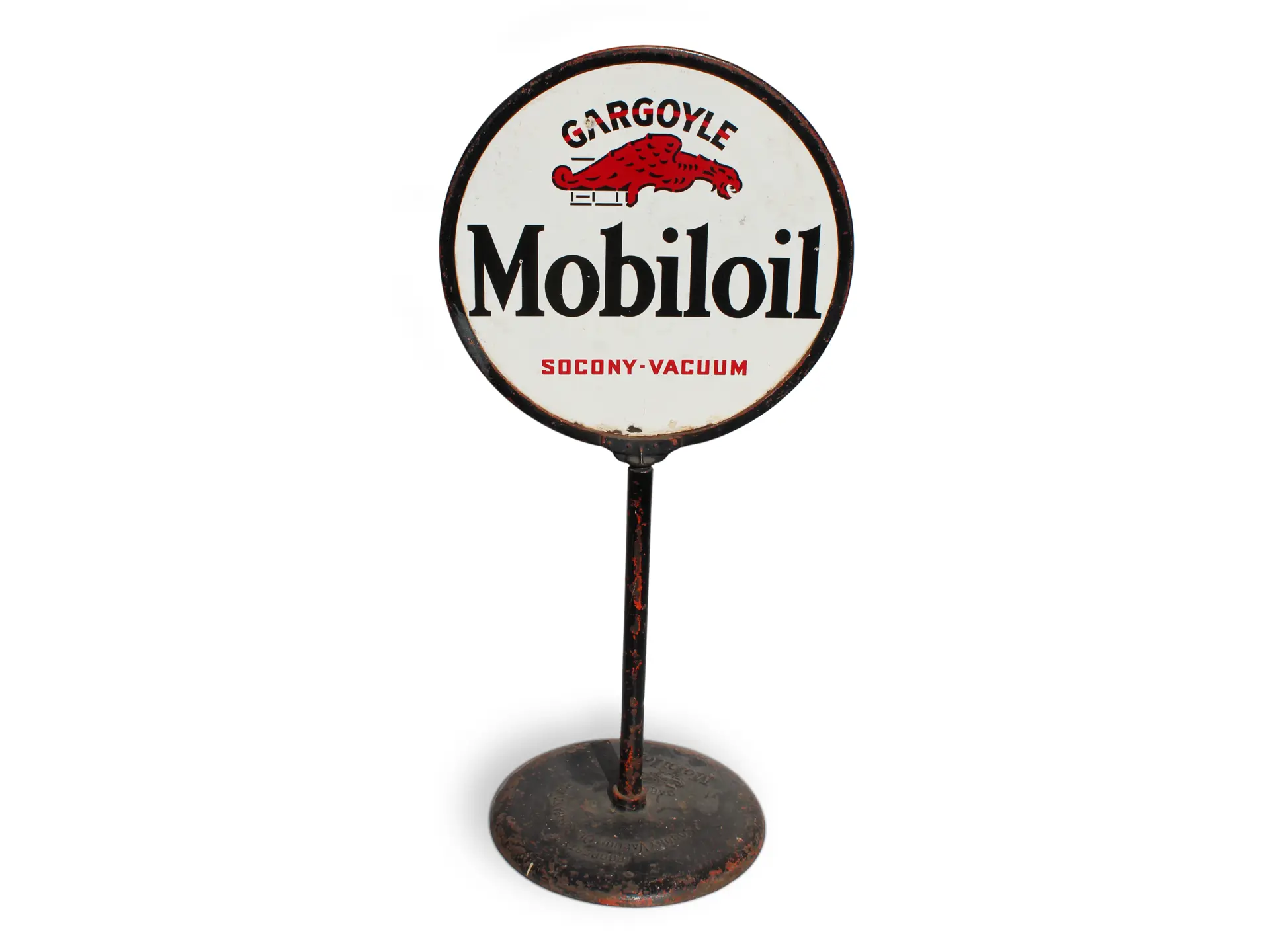 Mobiloil Gargoyle Porcelain Curb Sign with Original Base | Hershey 2023 ...