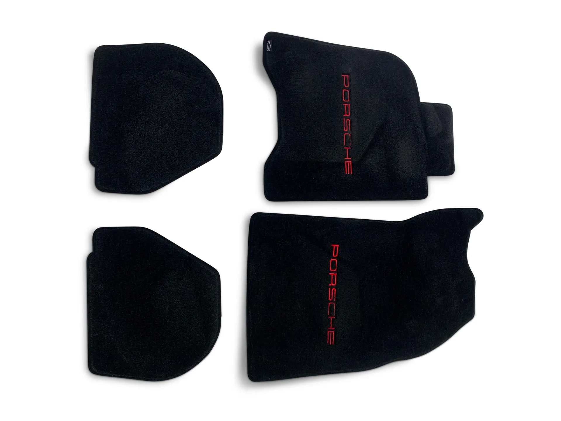 Four Black Porsche Floor Mats with Red Script | The White Collection ...
