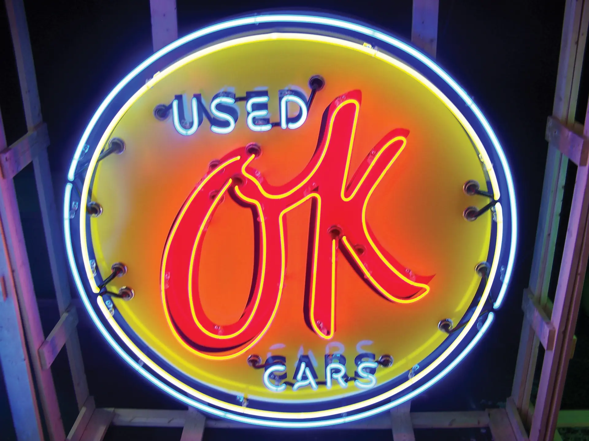 OK Used Cars Tin Neon Sign, with Flasher, 48"x 48", New Neon ...