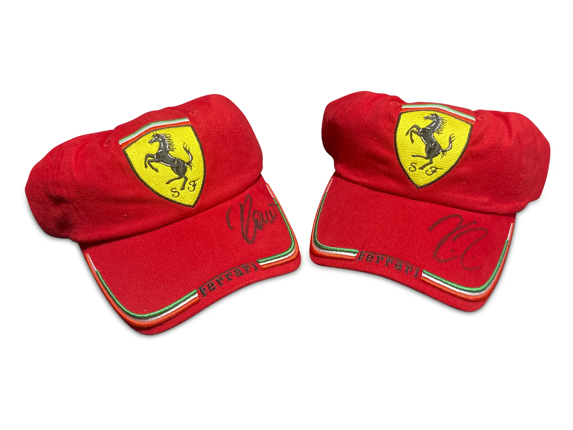 Two Scuderia Ferrari Official Team Hats Signed by Kimi Räikkönen and ...